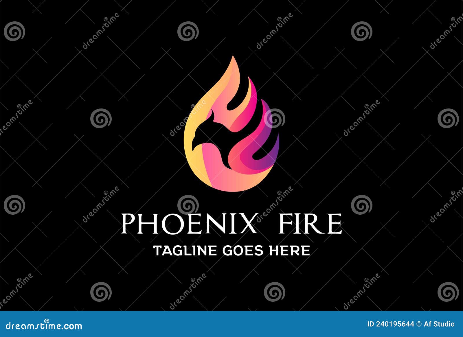 Colorful Modern Eagle Falcon Hawk Phoenix Bird Fire Flame Logo Design ...