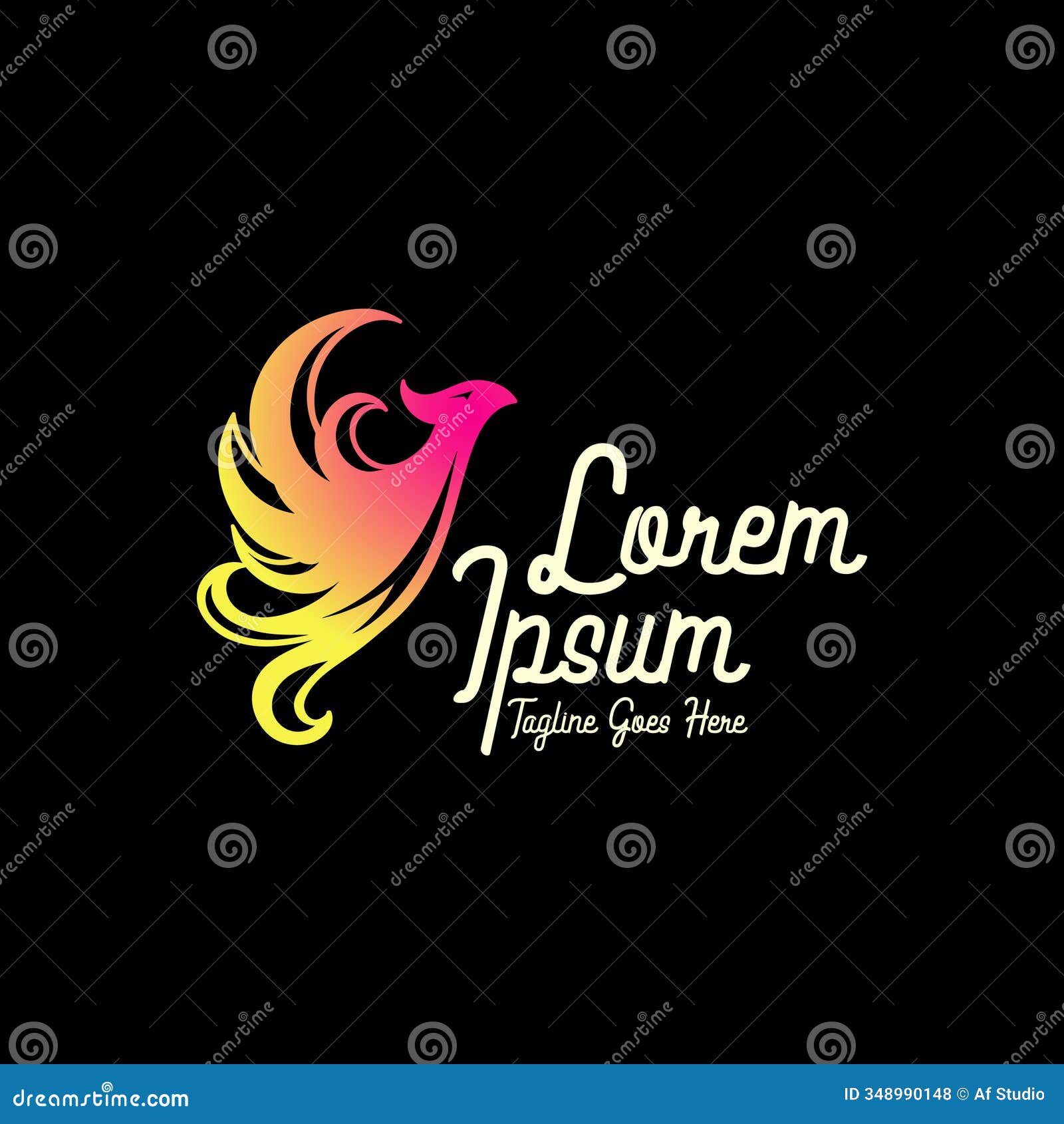 Colorful Modern Flying Spread Phoenix Fire Flame Wings Logo Design ...