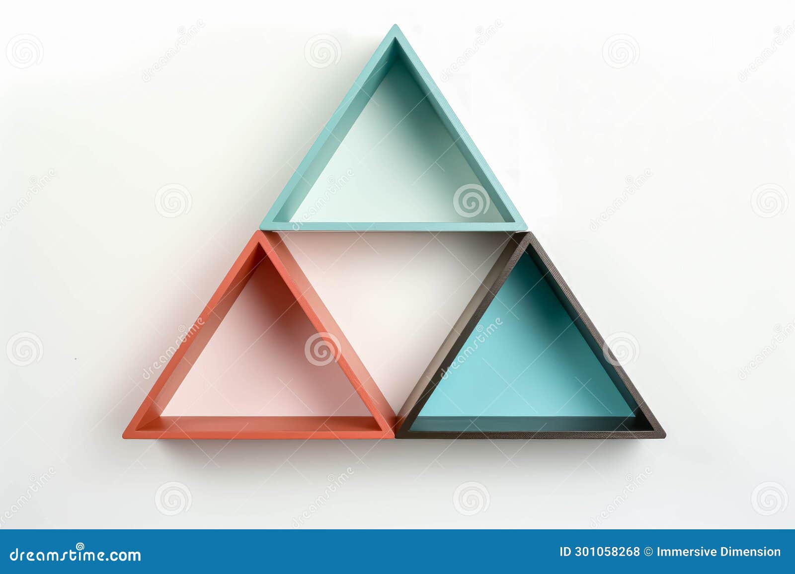 Colorful Modern Geometric Wall Shelf Isolated on White Background Stock ...