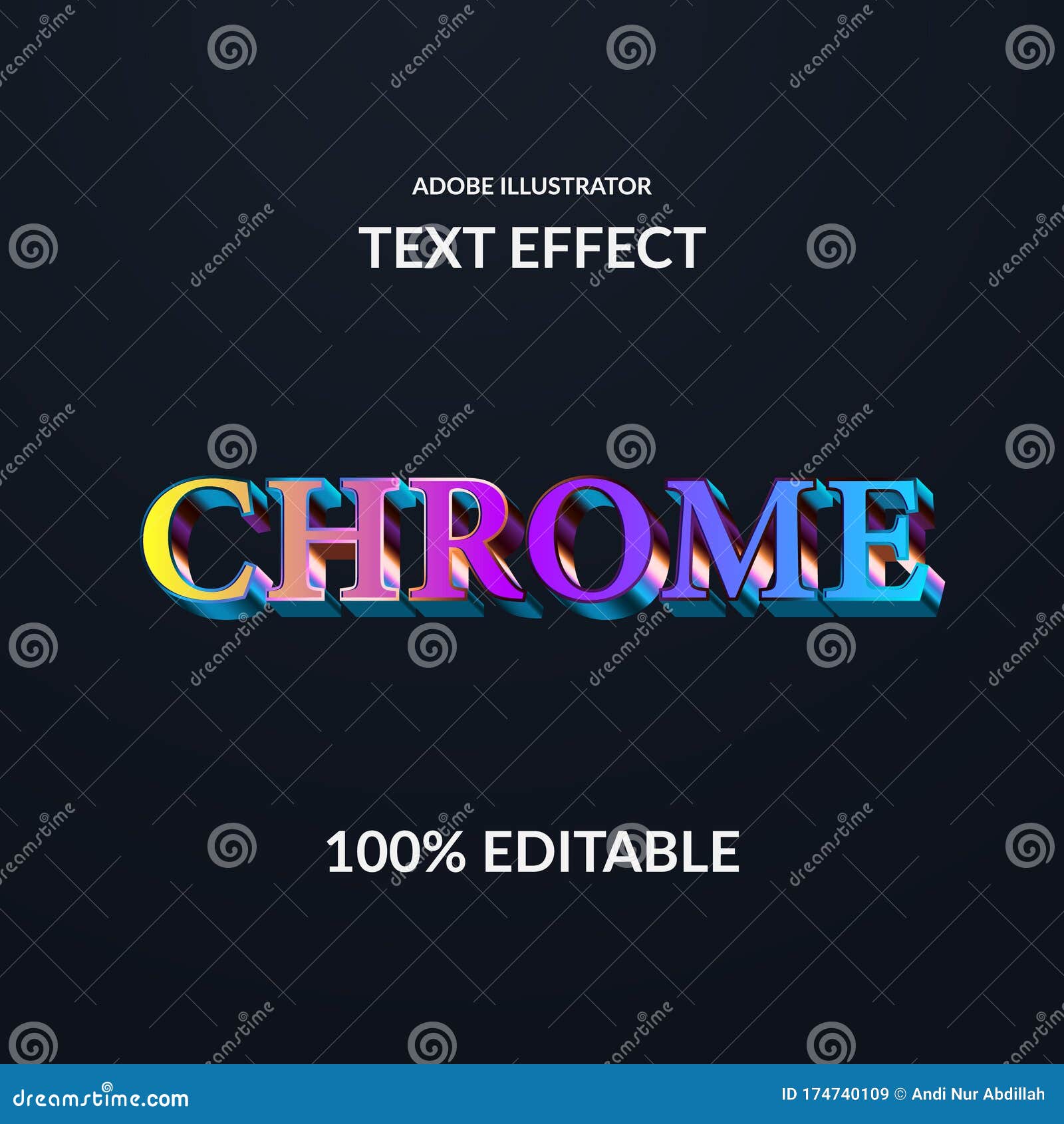 Colorful Modern Gradient Chrome Metallic Serif Font Adobe Illustrator ...