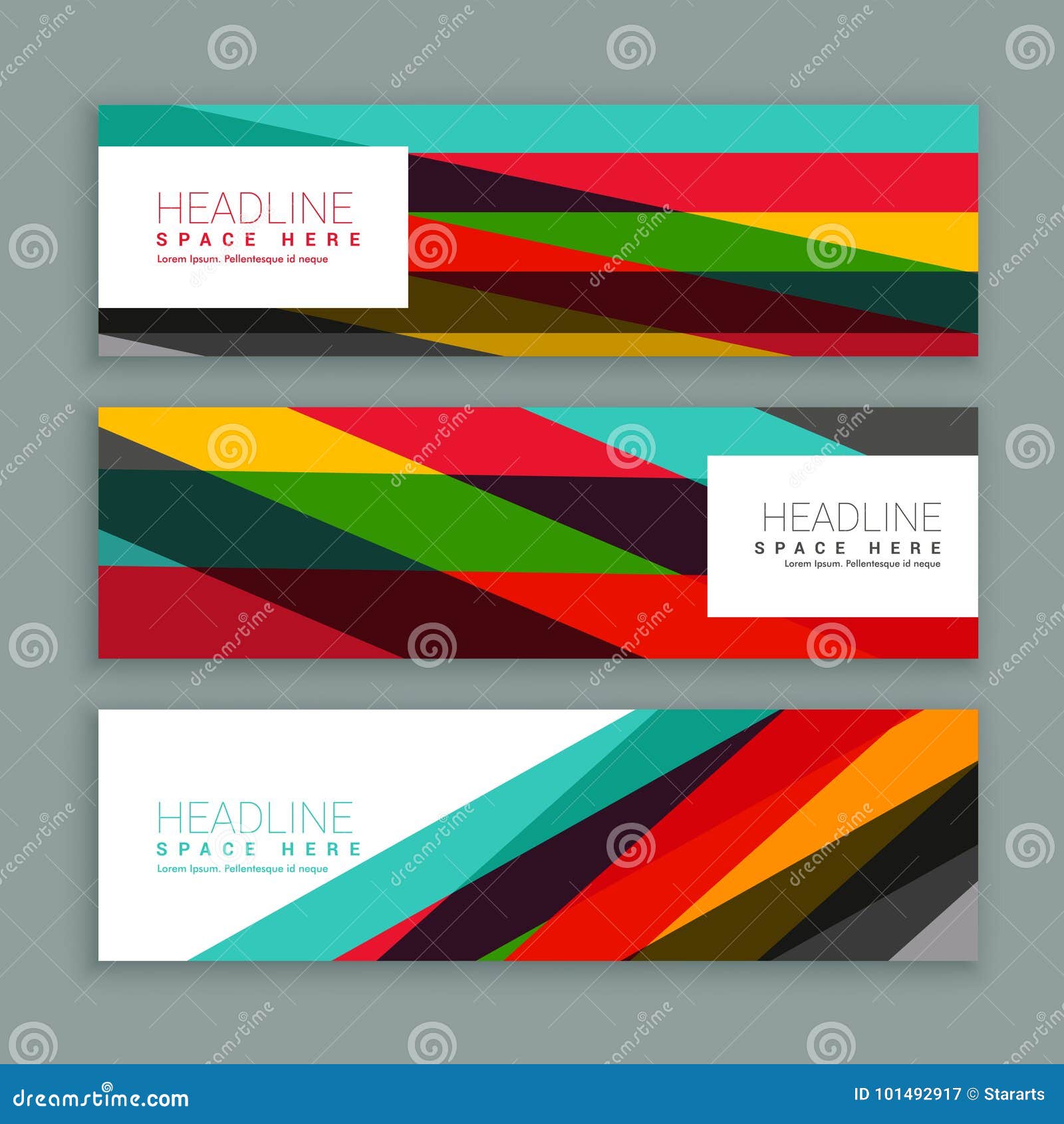 Colorful Modern Horizontal Header and Banners Stock Vector ...