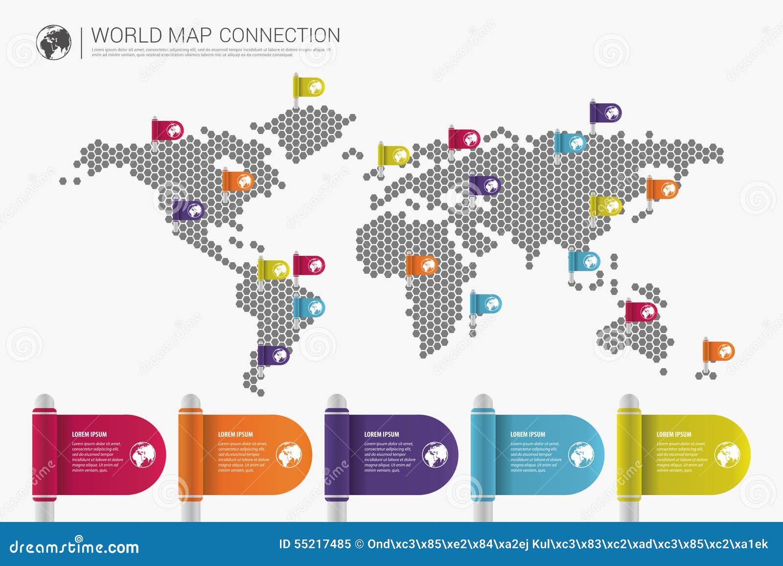 Colorful Modern Infographic World Map Connection Concept. Vector Stock ...