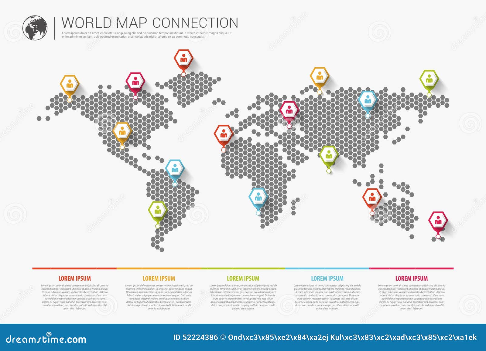 Colorful Modern Infographic World Map Connection Concept. Vector Stock ...