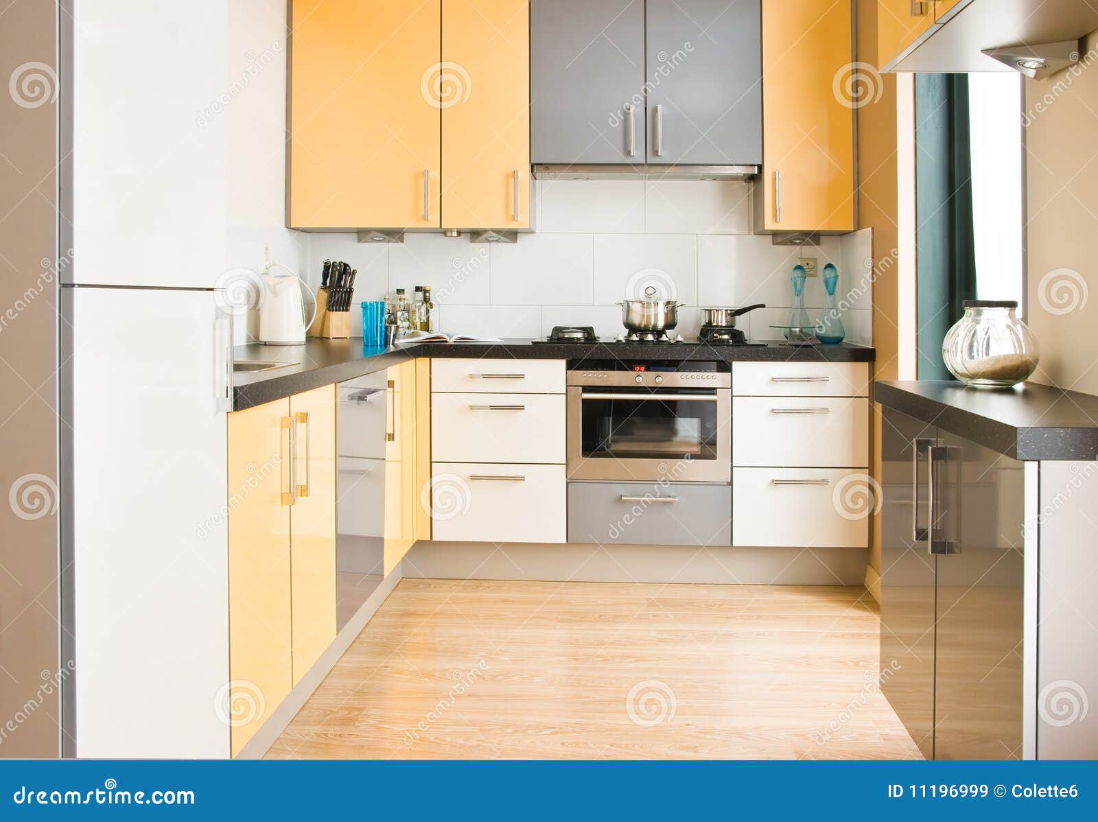 Colorful Modern Kitchen - Horizontal Stock Image - Image of life, home ...