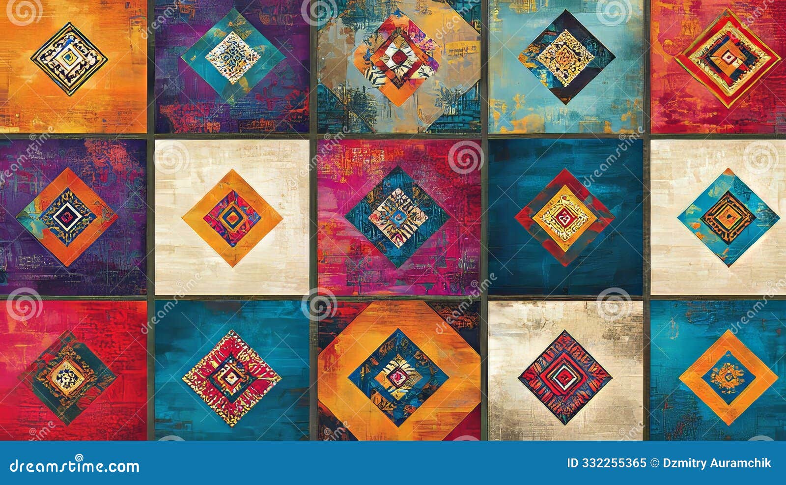 A Colorful Modern Patchwork Quilt Pattern Featuring Indian, Arabic, and ...