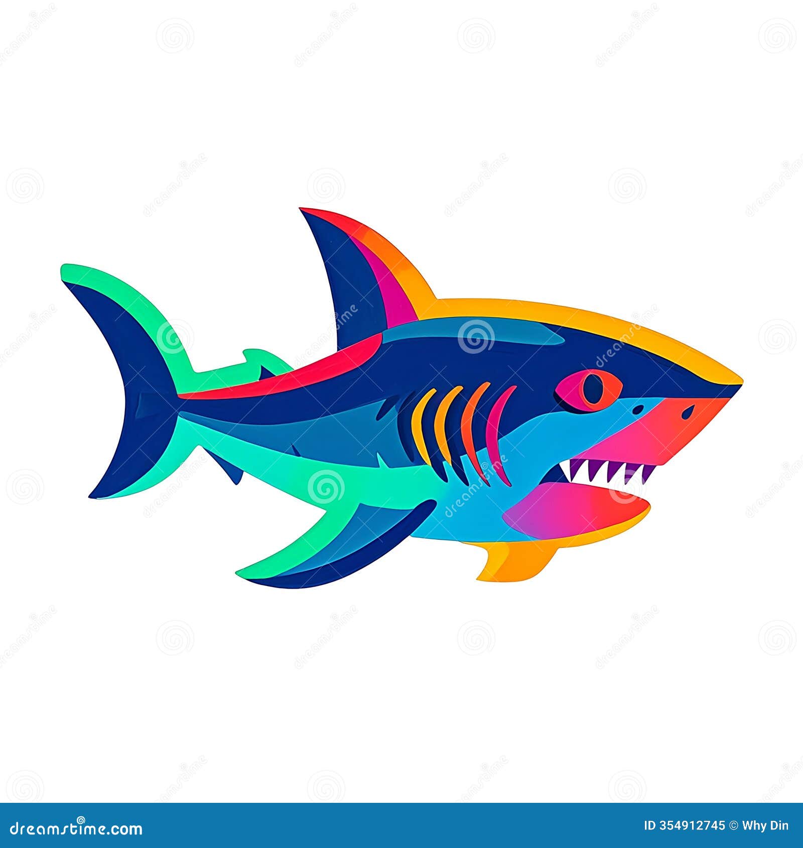 Colorful Modern Style Shark Illustration Stock Illustration ...