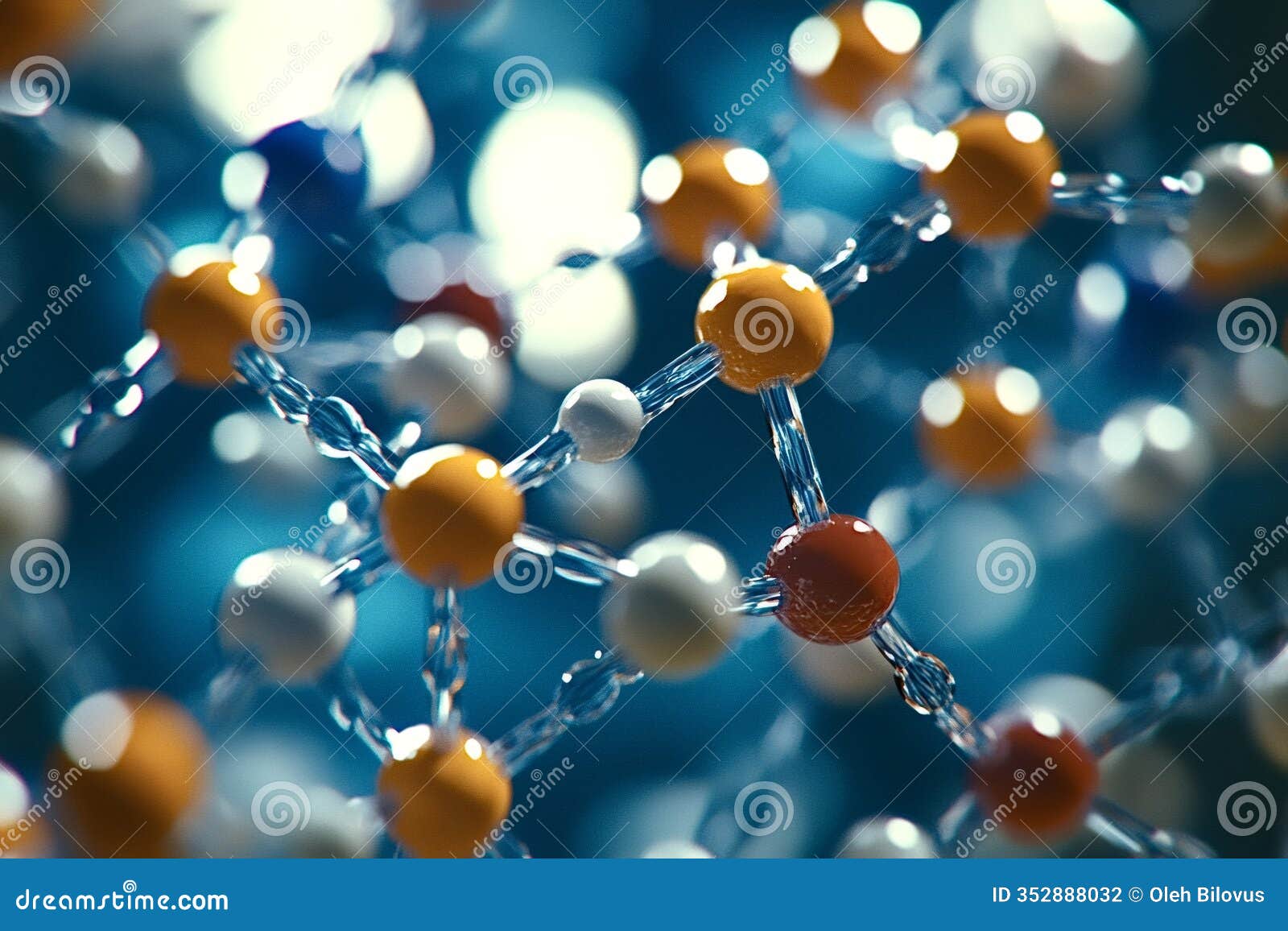 Colorful Molecular Structure Connecting Atoms with Bonds on Blue ...