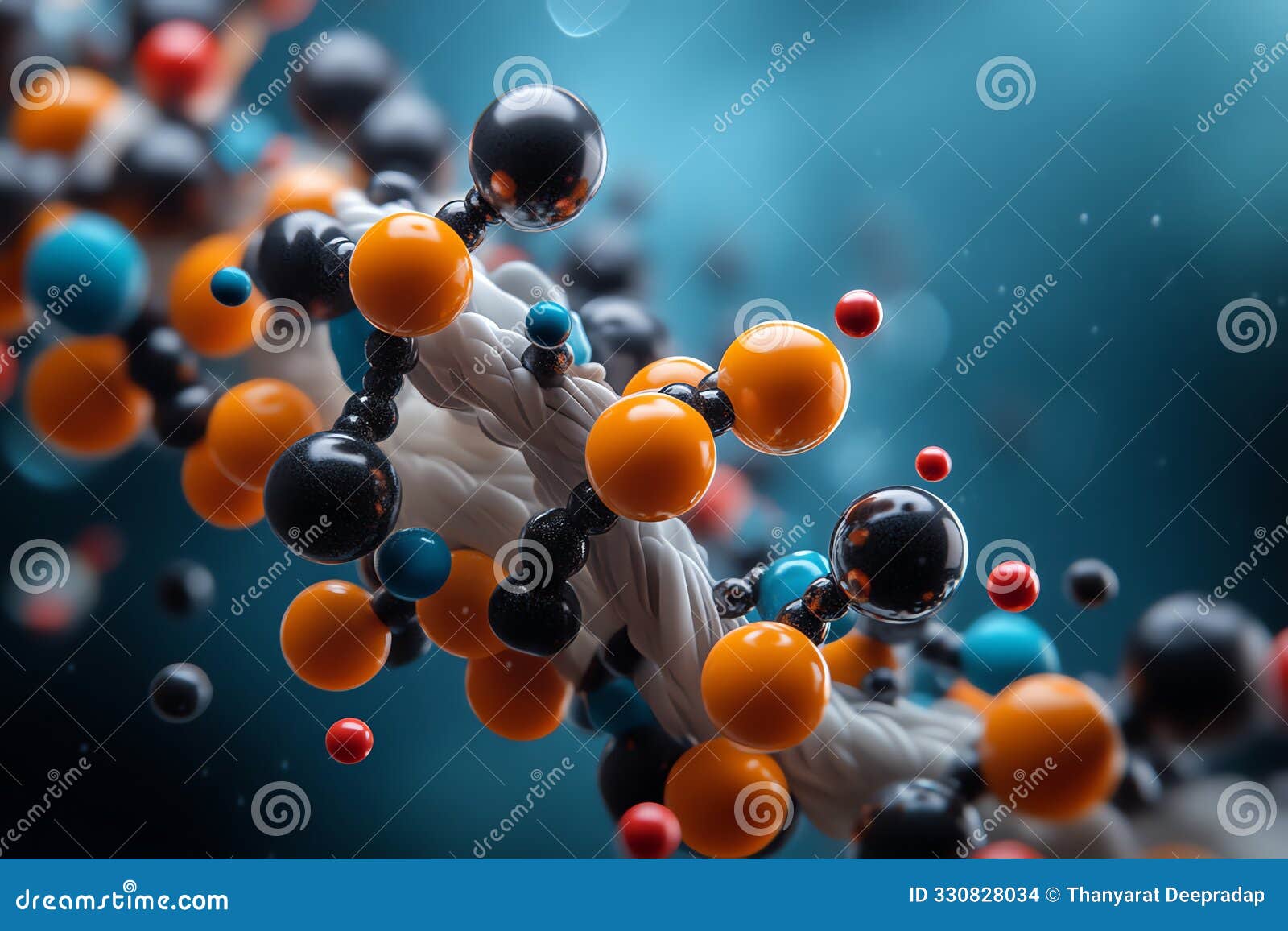 Colorful Molecular Structure with Interconnected Spheres Representing ...