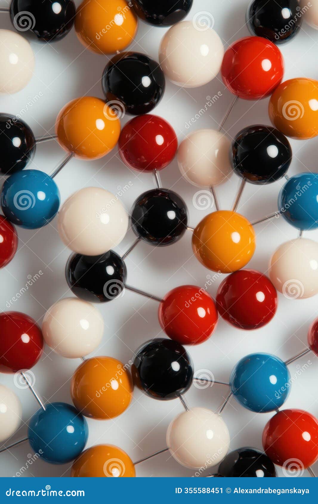 Colorful Molecular Structure Model with Connected Spheres on White ...