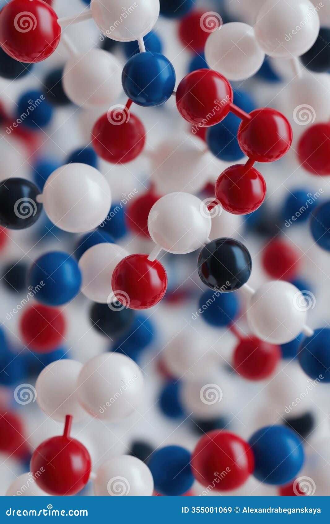 Colorful Molecular Structure Model with Red, Blue, and White Spheres ...