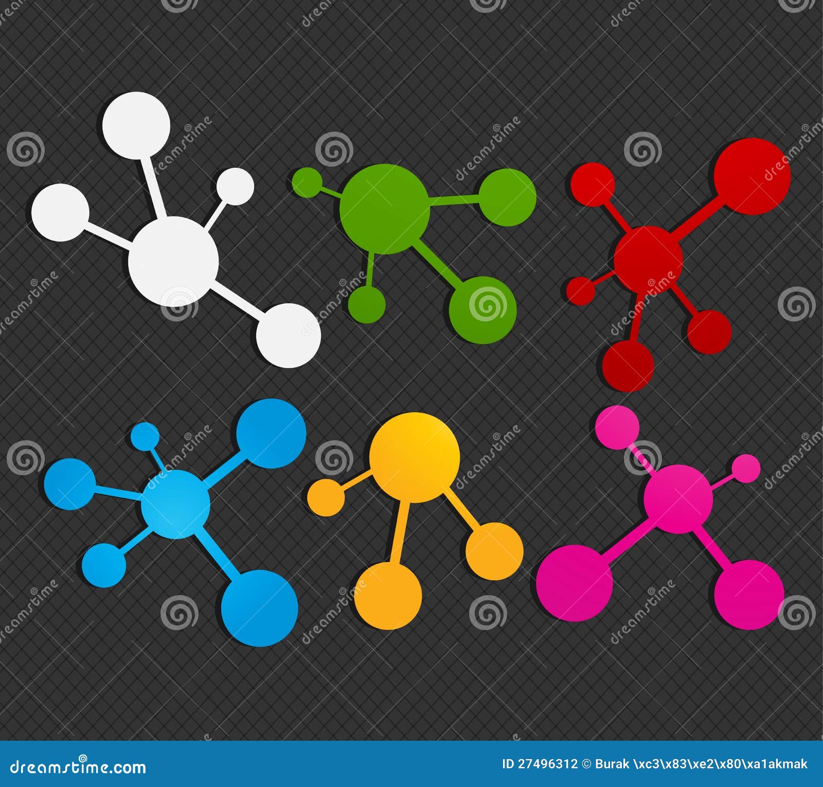 Colorful molecule icon set stock vector. Illustration of colorful ...