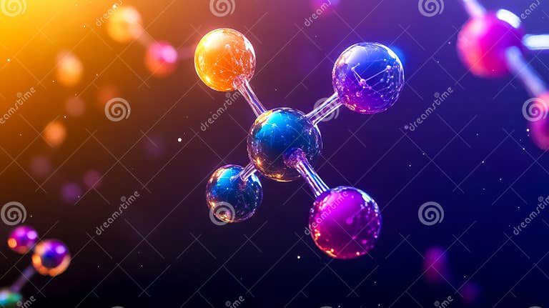 Colorful Molecule Structure Floating in Abstract Space Stock Photo ...
