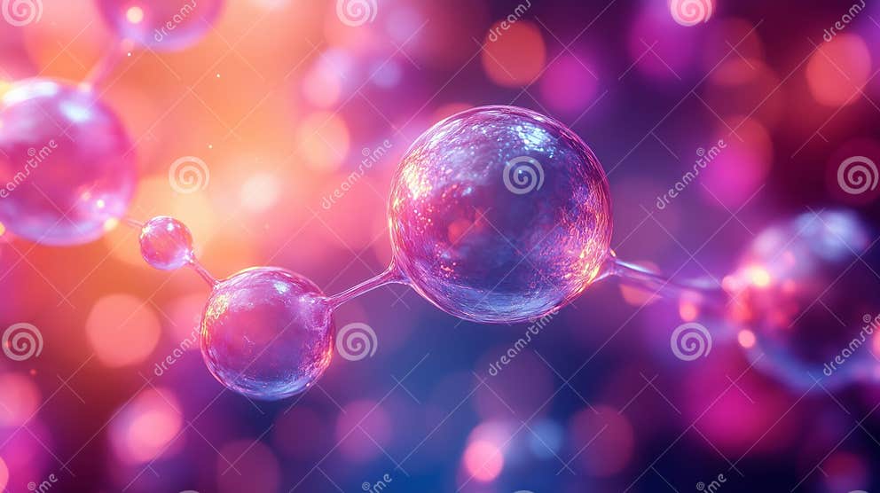 Colorful Molecules and Cells Illuminated in Scientific Display Stock ...