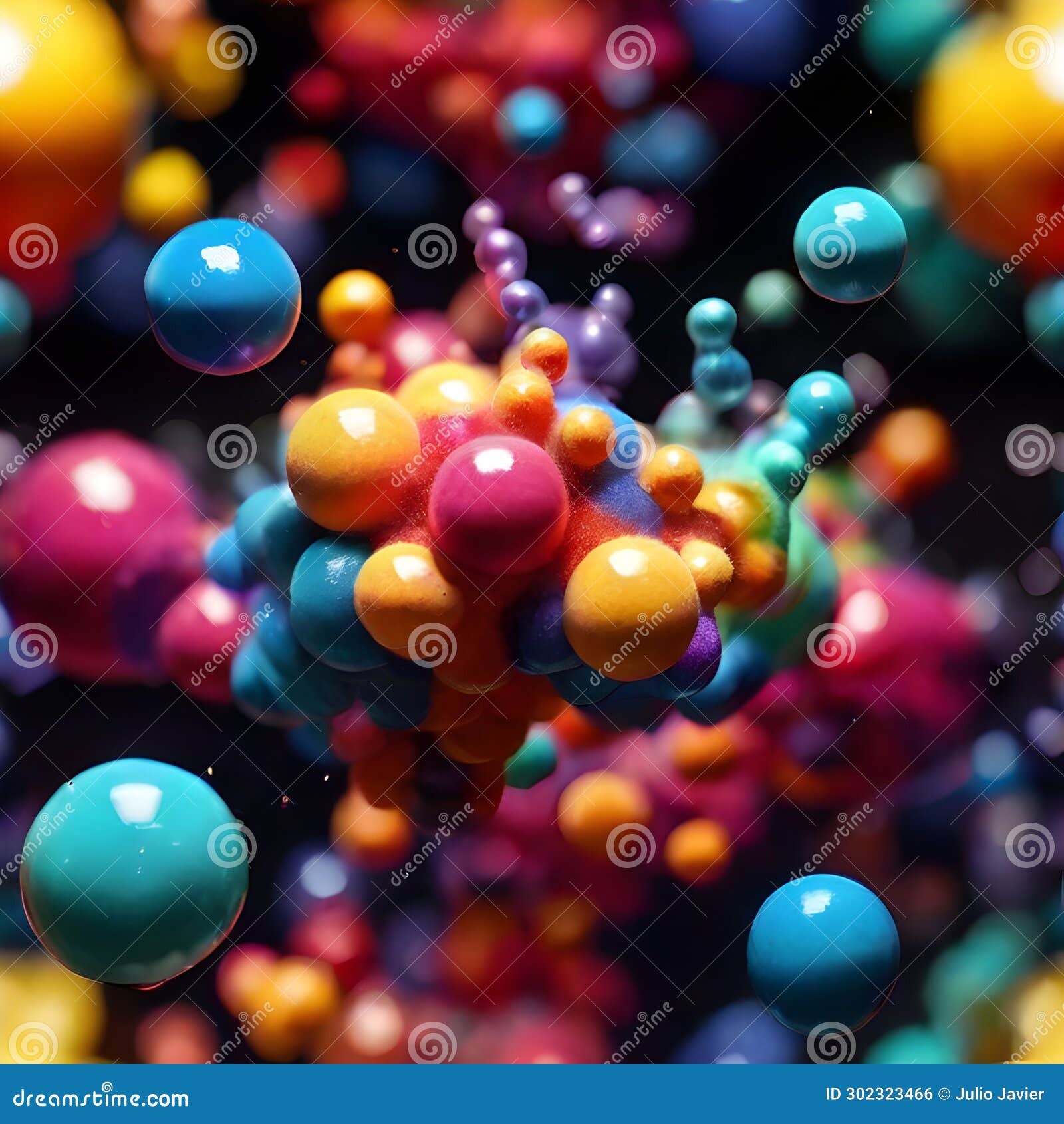 Colorful Molecules in Different Sizes Attached Together Stock ...