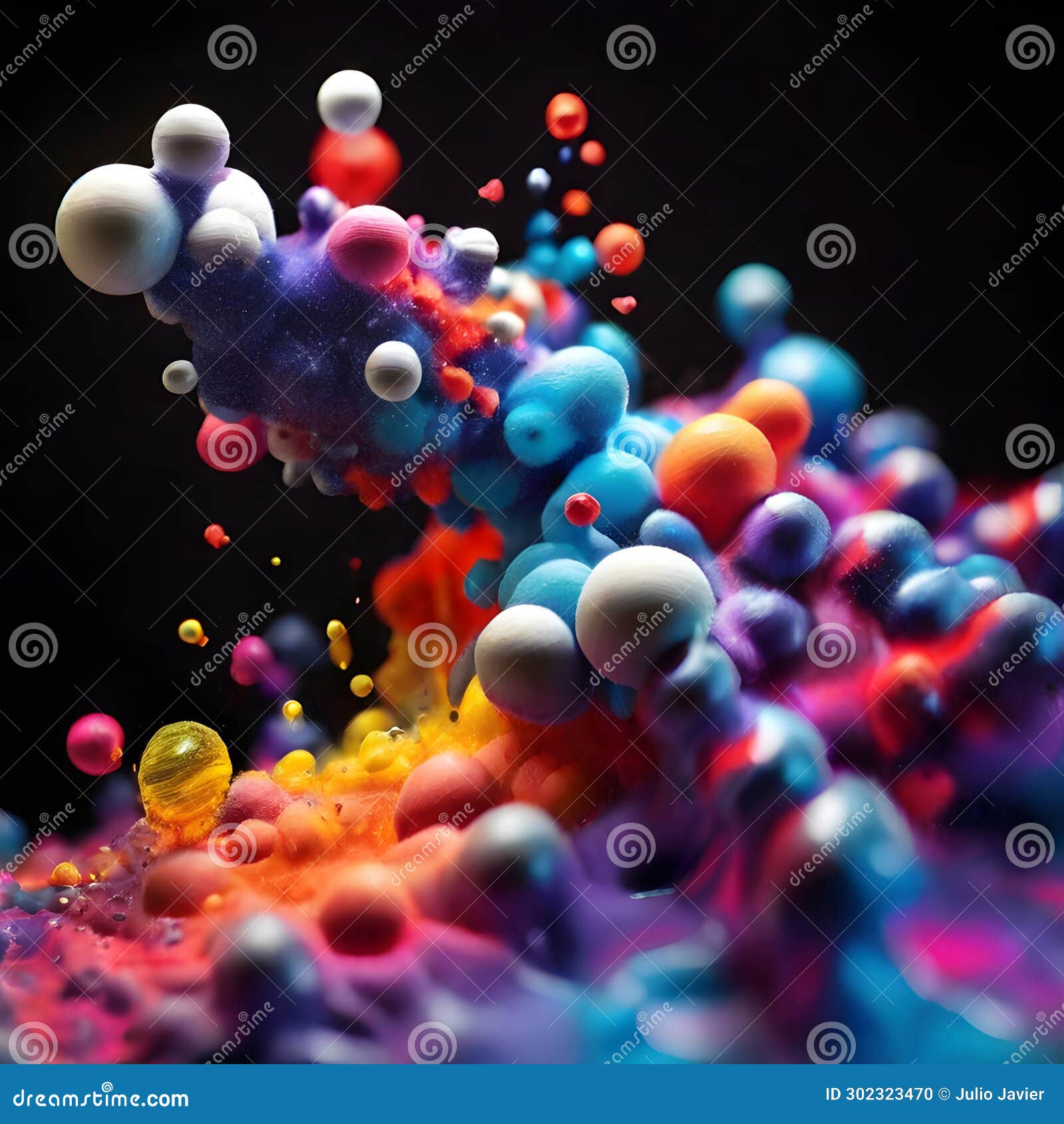 Colorful Molecules in Different Sizes Attached Together Stock ...