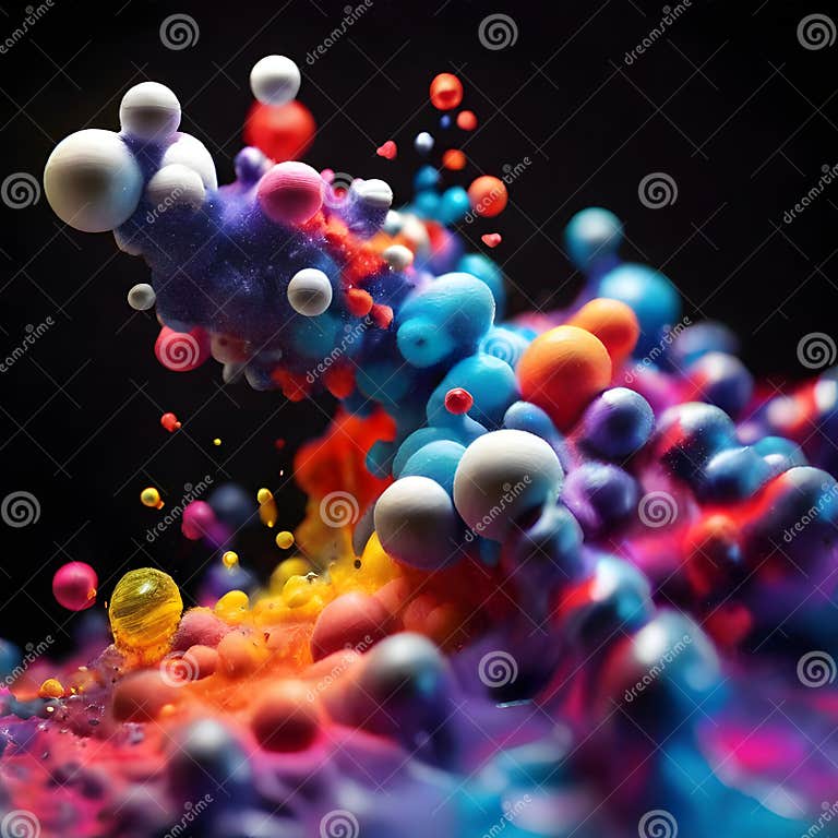 Colorful Molecules in Different Sizes Attached Together Stock ...
