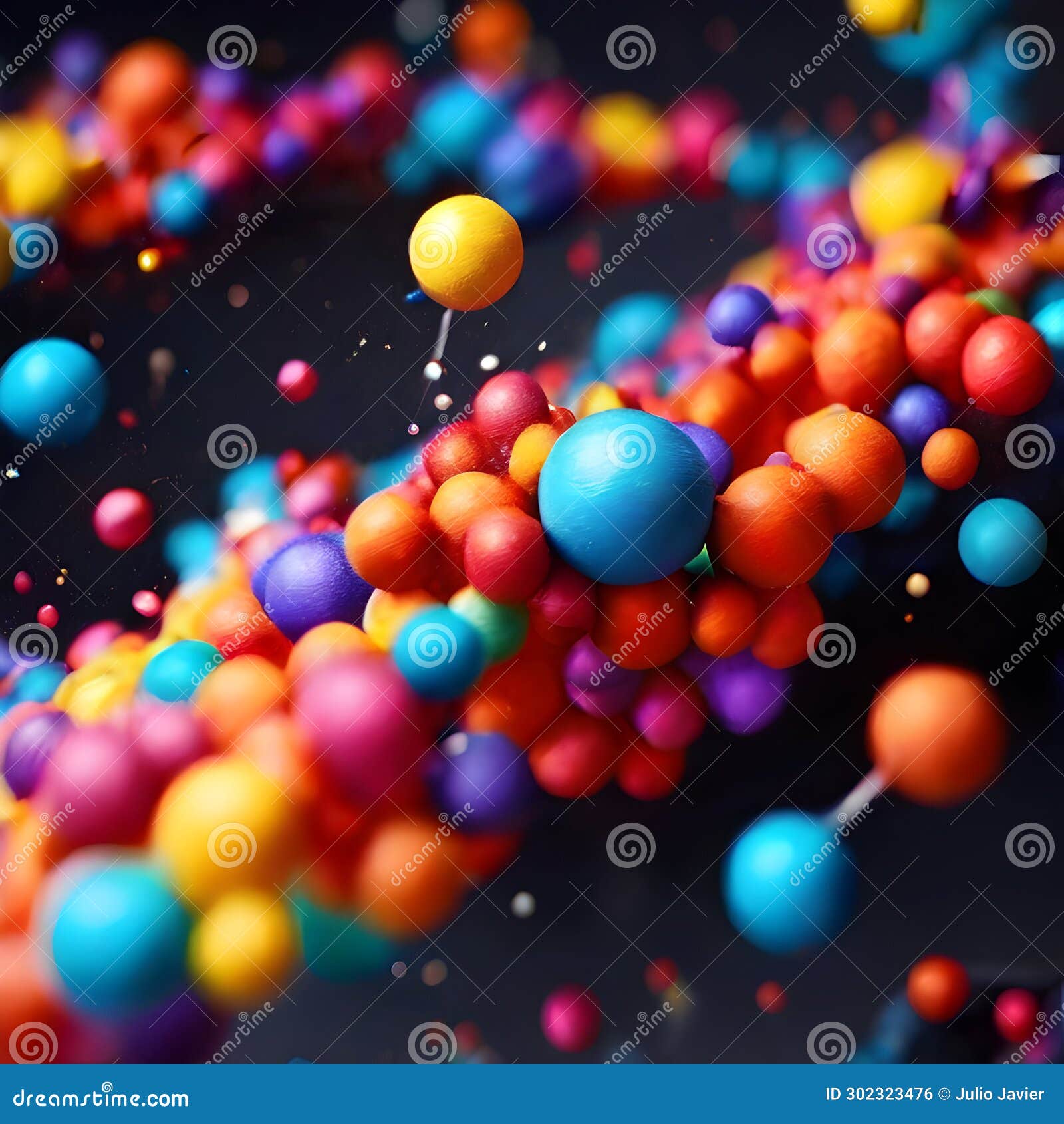 Colorful Molecules in Different Sizes Attached Together Stock ...