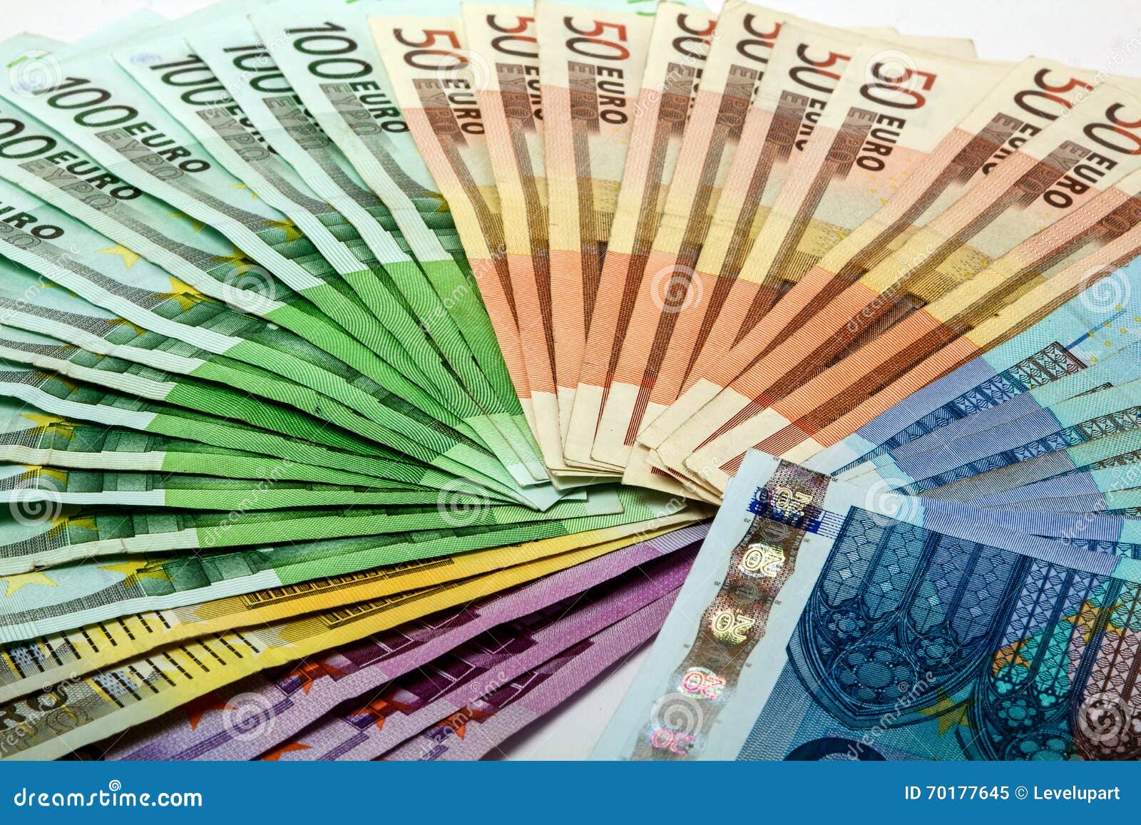 Colorful Money Fan of Different Euro Notes 500 200 100 50 20 Stock ...