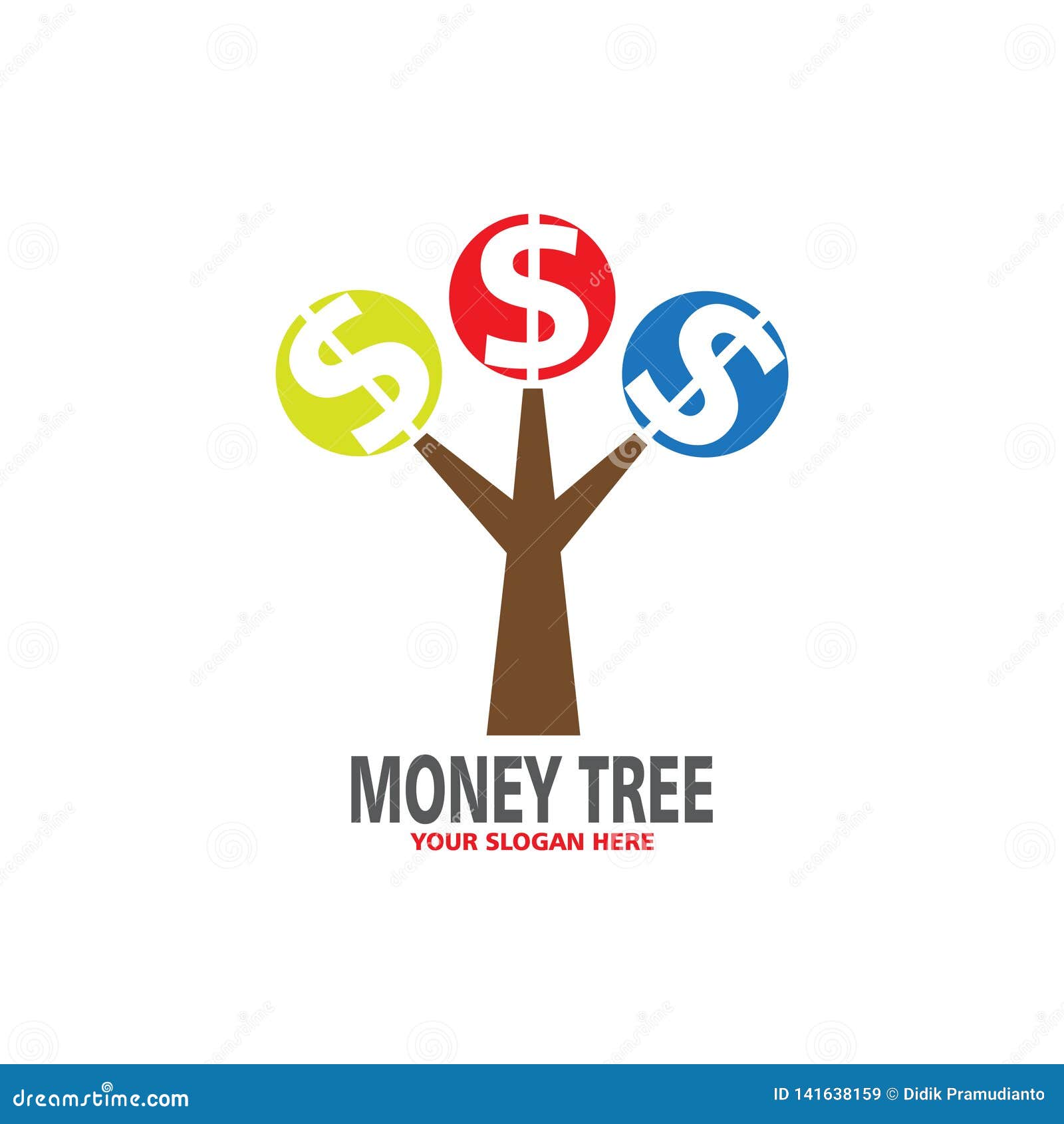 Colorful money tree logo stock vector. Illustration of text - 141638159