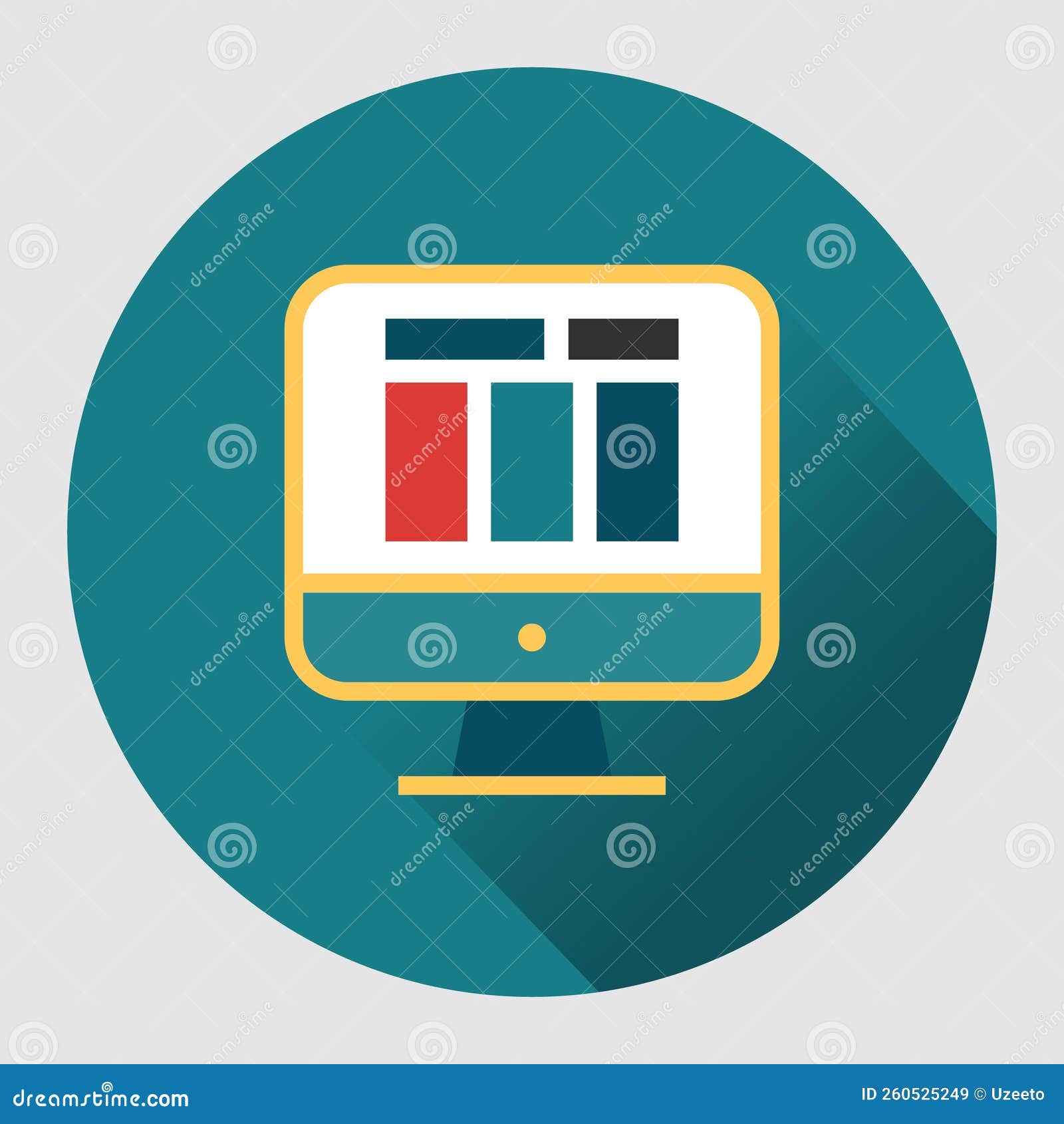 Colorful Monitoring Graph Icon with Shadow. Vector Illustration Stock ...