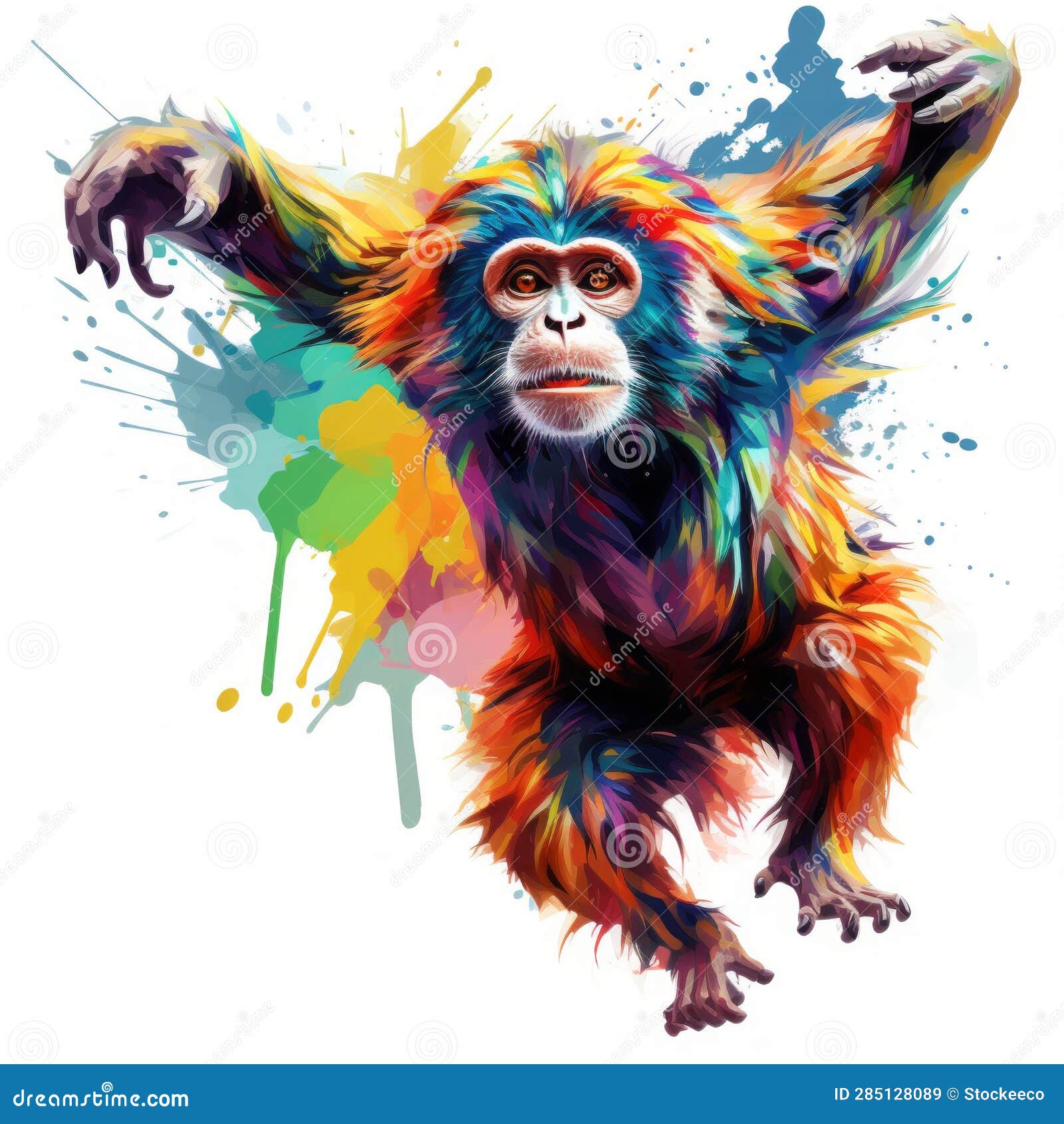 Colorful Monkey Clipart: Dynamic Pose, Realistic Illustration In 4k ...