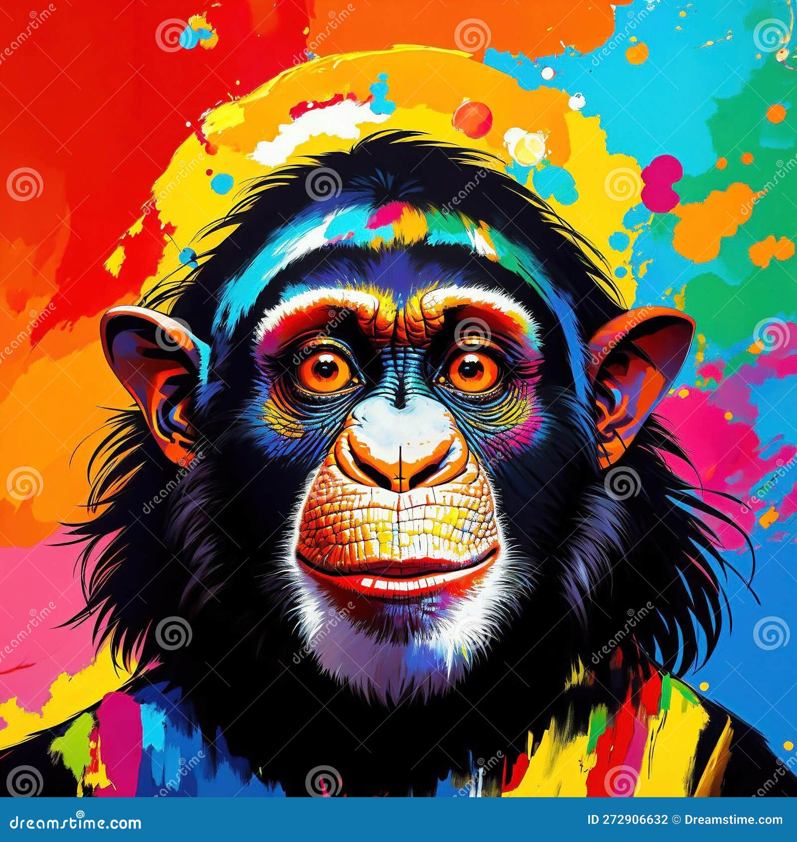 Colorful Monkey Created with Generative AI Stock Illustration ...