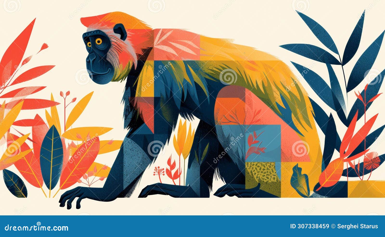 Colorful Monkey Clipart: Dynamic Pose, Realistic Illustration In 4k ...