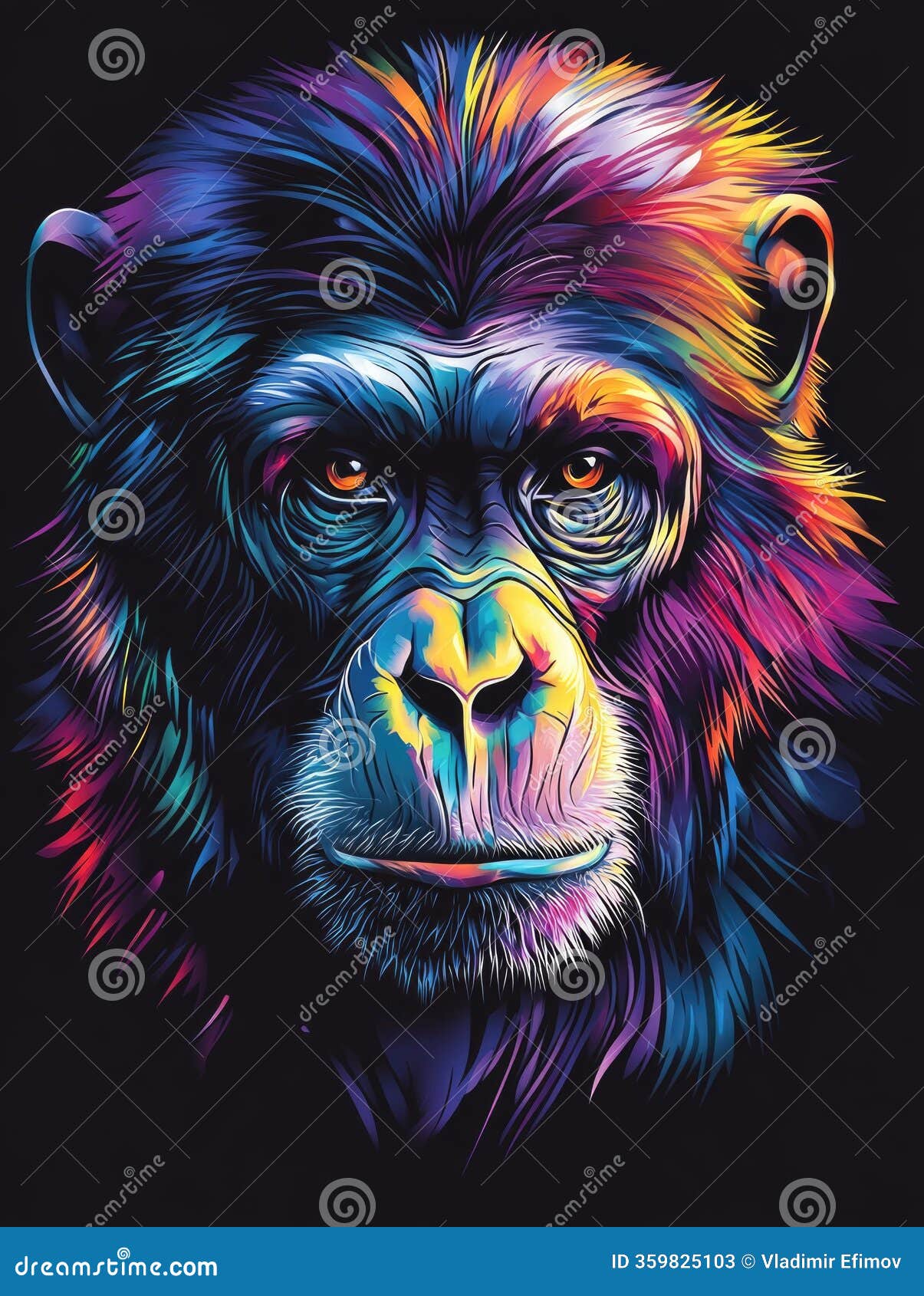Colorful Monkey Portrait stock image. Image of colorful - 359825103