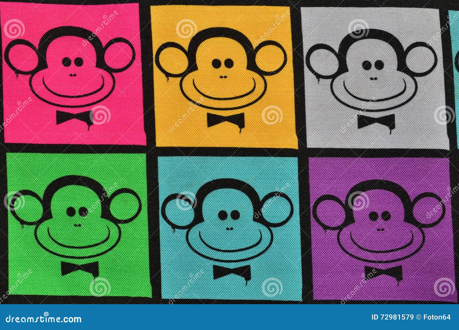 Colorful Monkeys Faces. Funny Cartoon Background Stock Image - Image of ...
