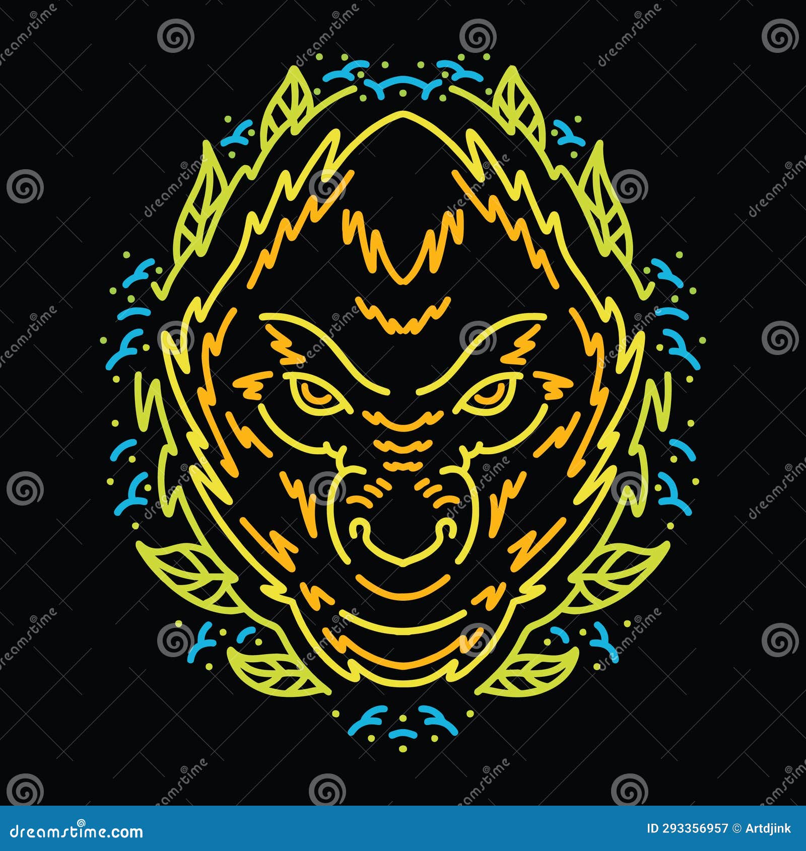 Colorful Monoline Monkey Vector Illustration Emblem Symbol and Icon ...