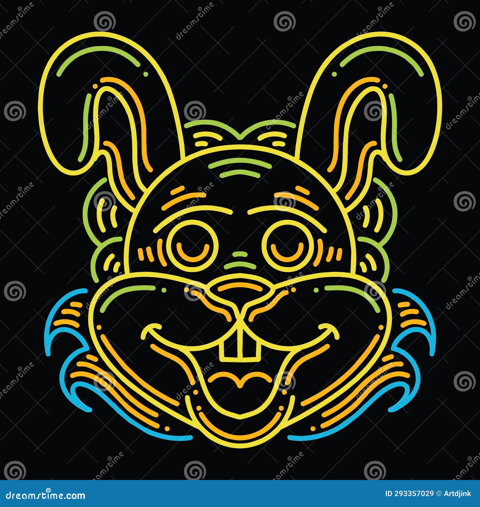 Colorful Monoline Rabbit Vector Illustration Emblem Stock Vector ...
