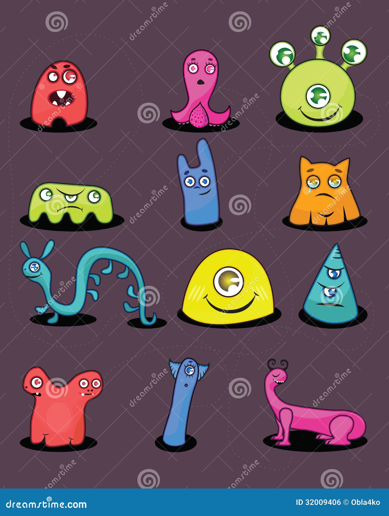 Colorful monsters set stock vector. Illustration of kawaii - 32009406