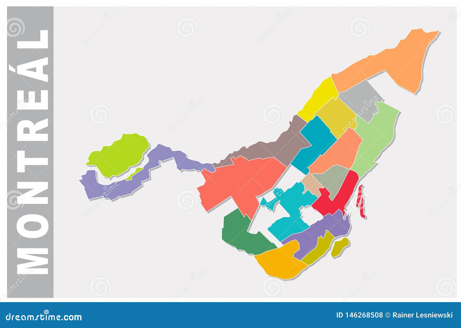 Colorful Montreal Administrative and Political Map Stock Vector ...