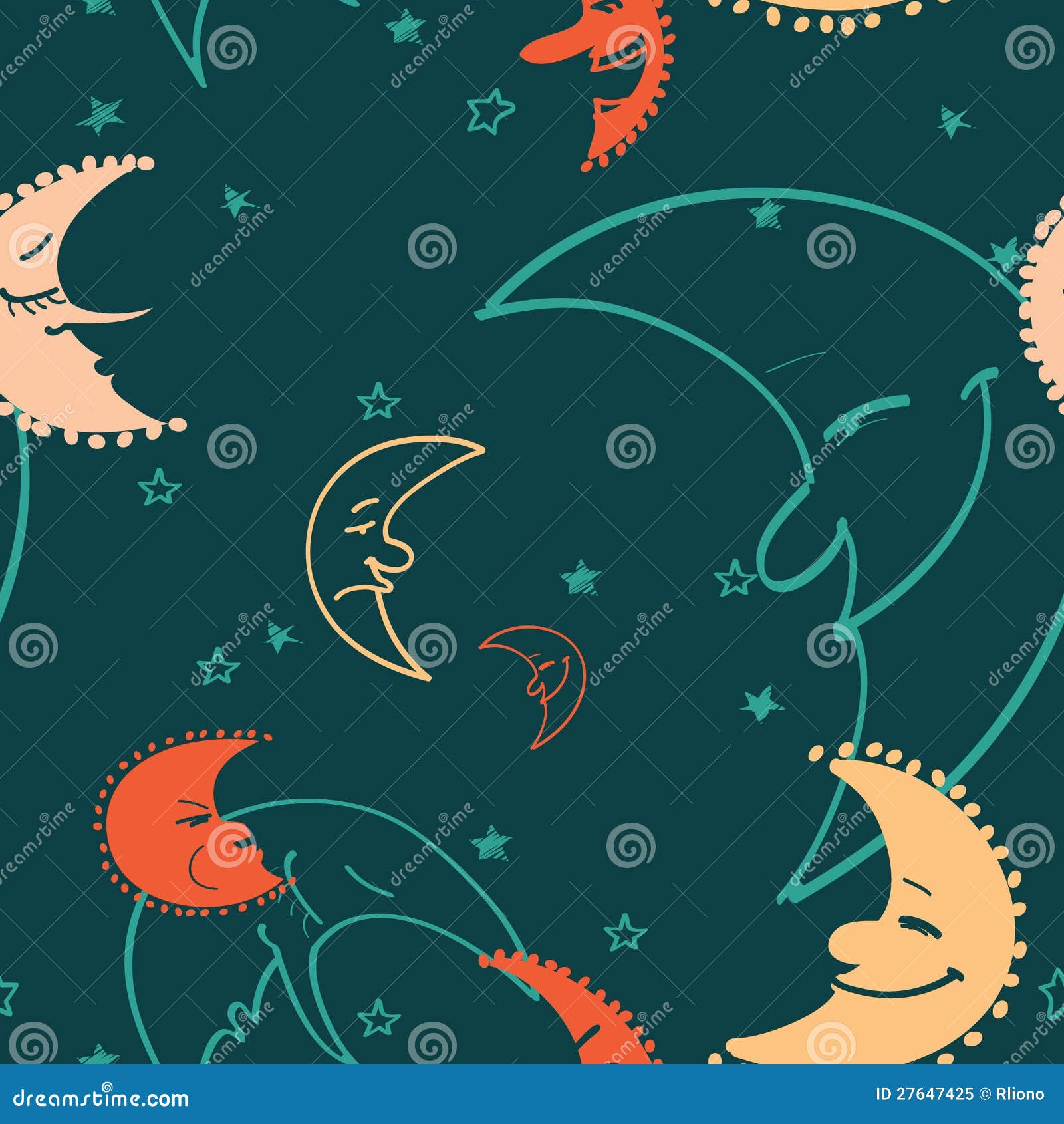 Colorful Moon Seamless Pattern Stock Vector - Illustration of foliage ...