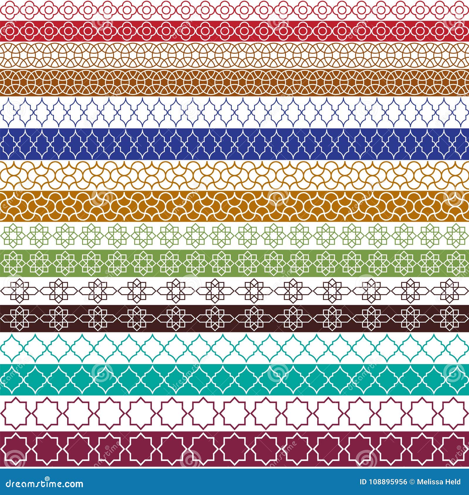 Colorful Moroccan Vector Border Patterns Stock Vector - Illustration of ...