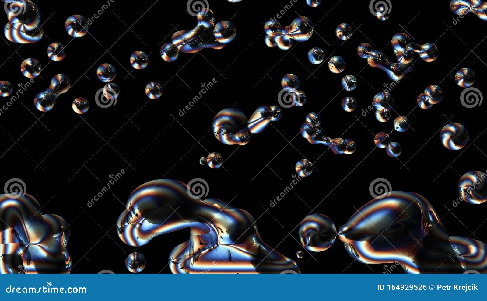 Colorful Morphing Metallic Blob Bubbles - 3D Illustration Stock ...