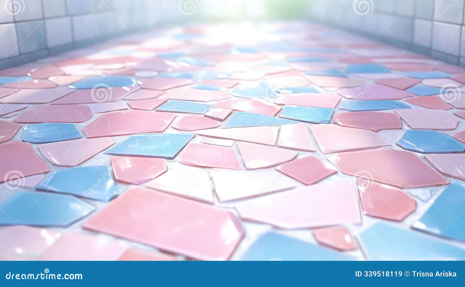 A Colorful Mosaic of Broken Tiles Scattered on a Floor, Creating a ...