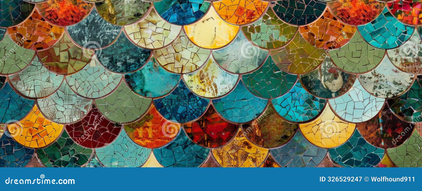 Colorful Mosaic with a Fish Scale Pattern, Using a Diverse Palette To ...