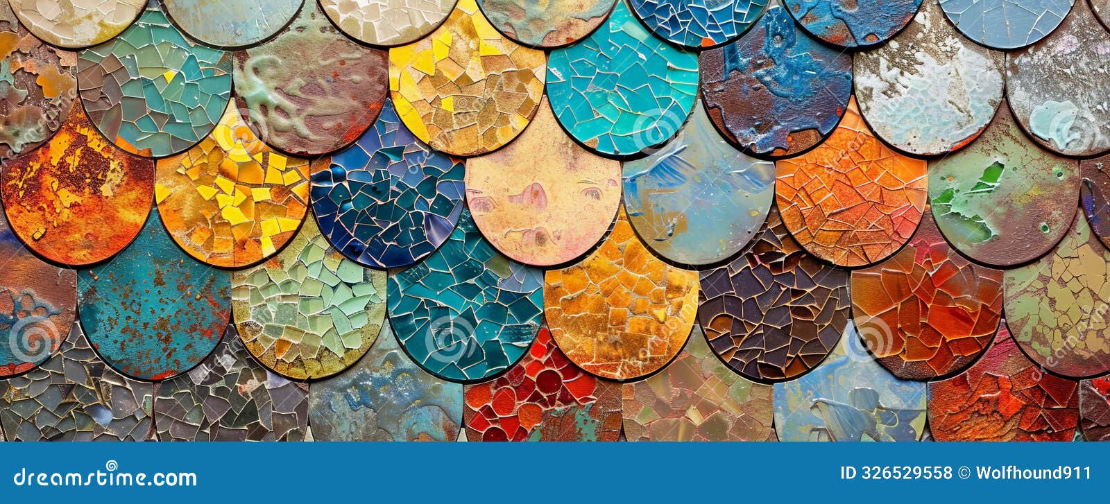 Colorful Mosaic with a Fish Scale Pattern, Using a Diverse Palette To ...