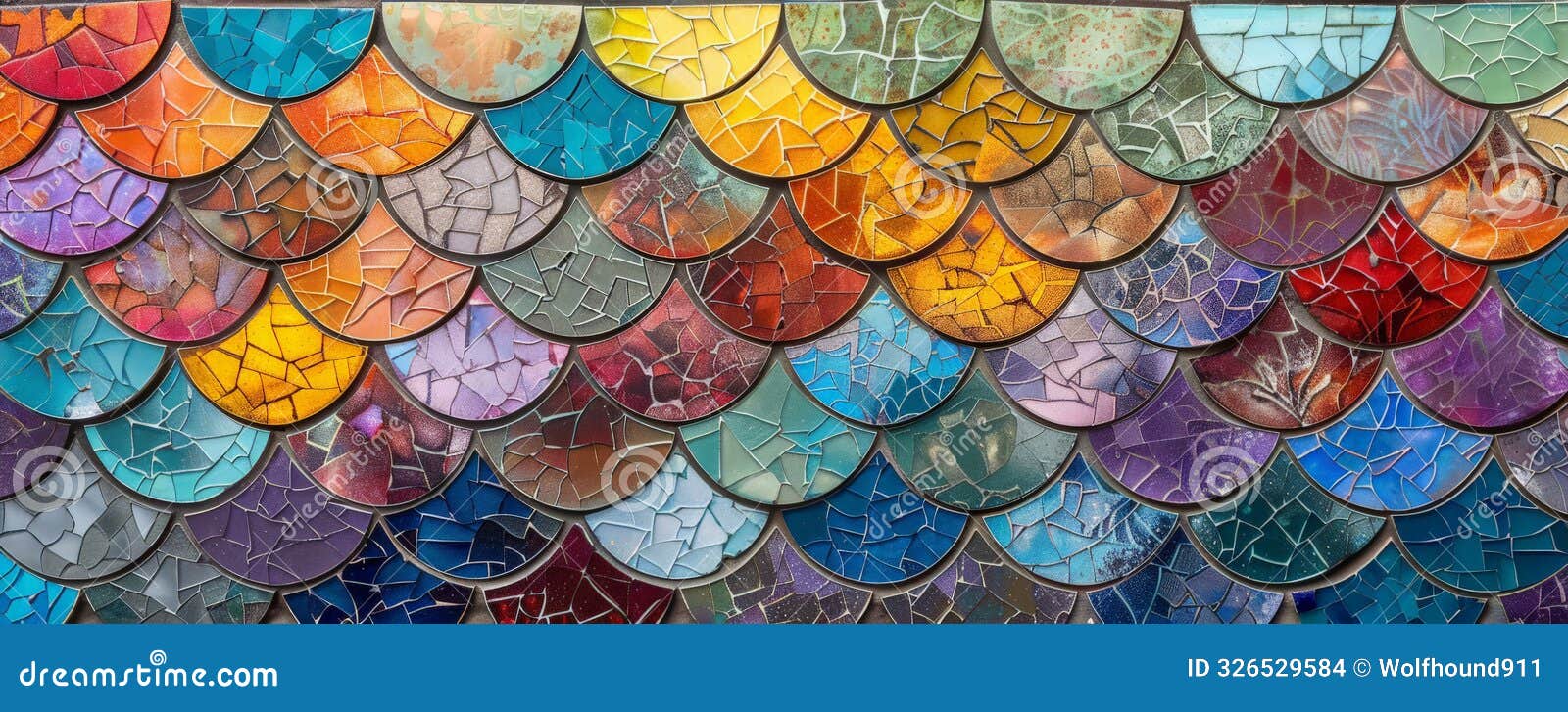 Colorful Mosaic with a Fish Scale Pattern, Using a Diverse Palette To ...