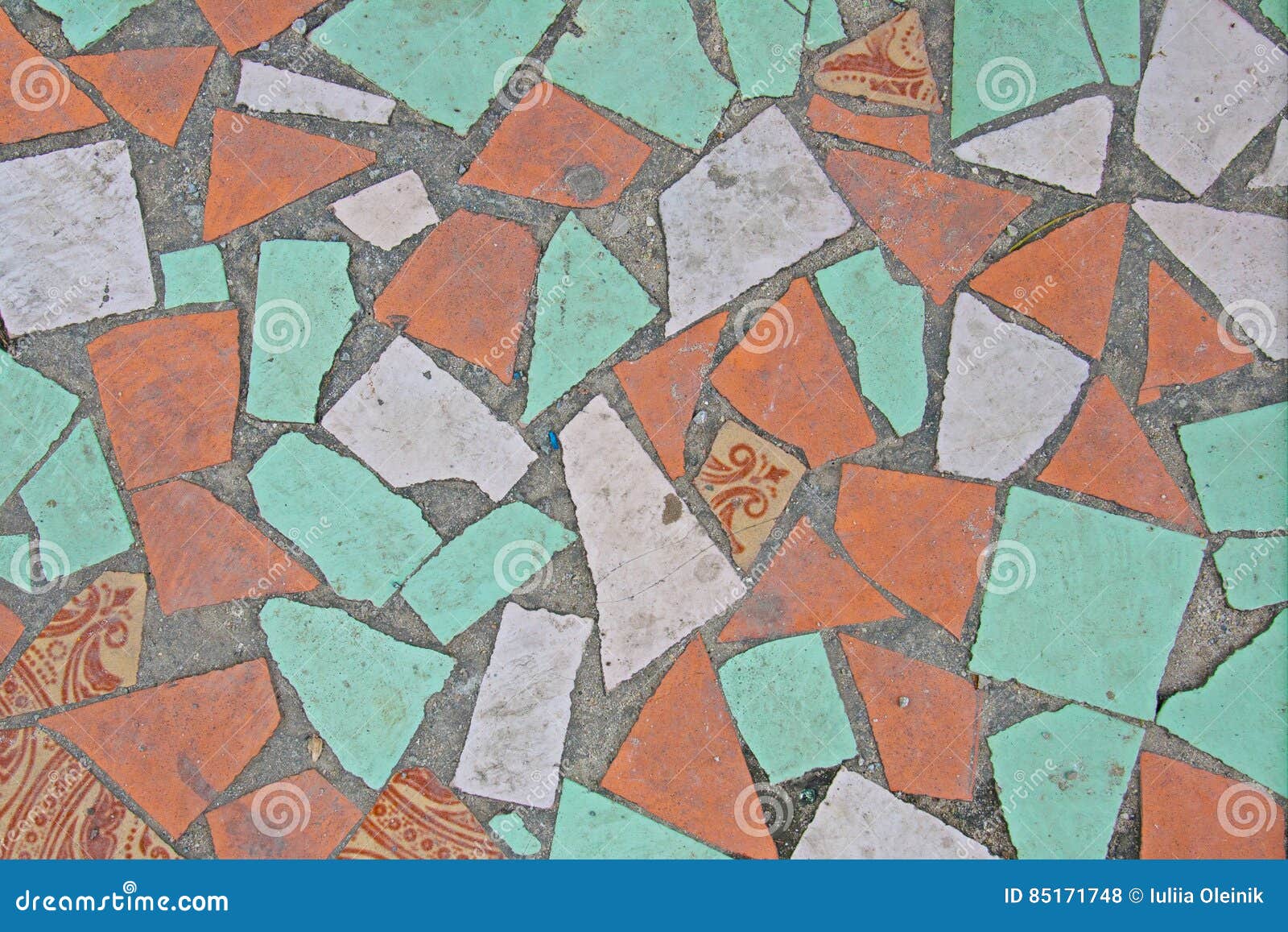 Colorful Mosaic on the Floor of Broken Ceramic Tiles Stock Photo ...