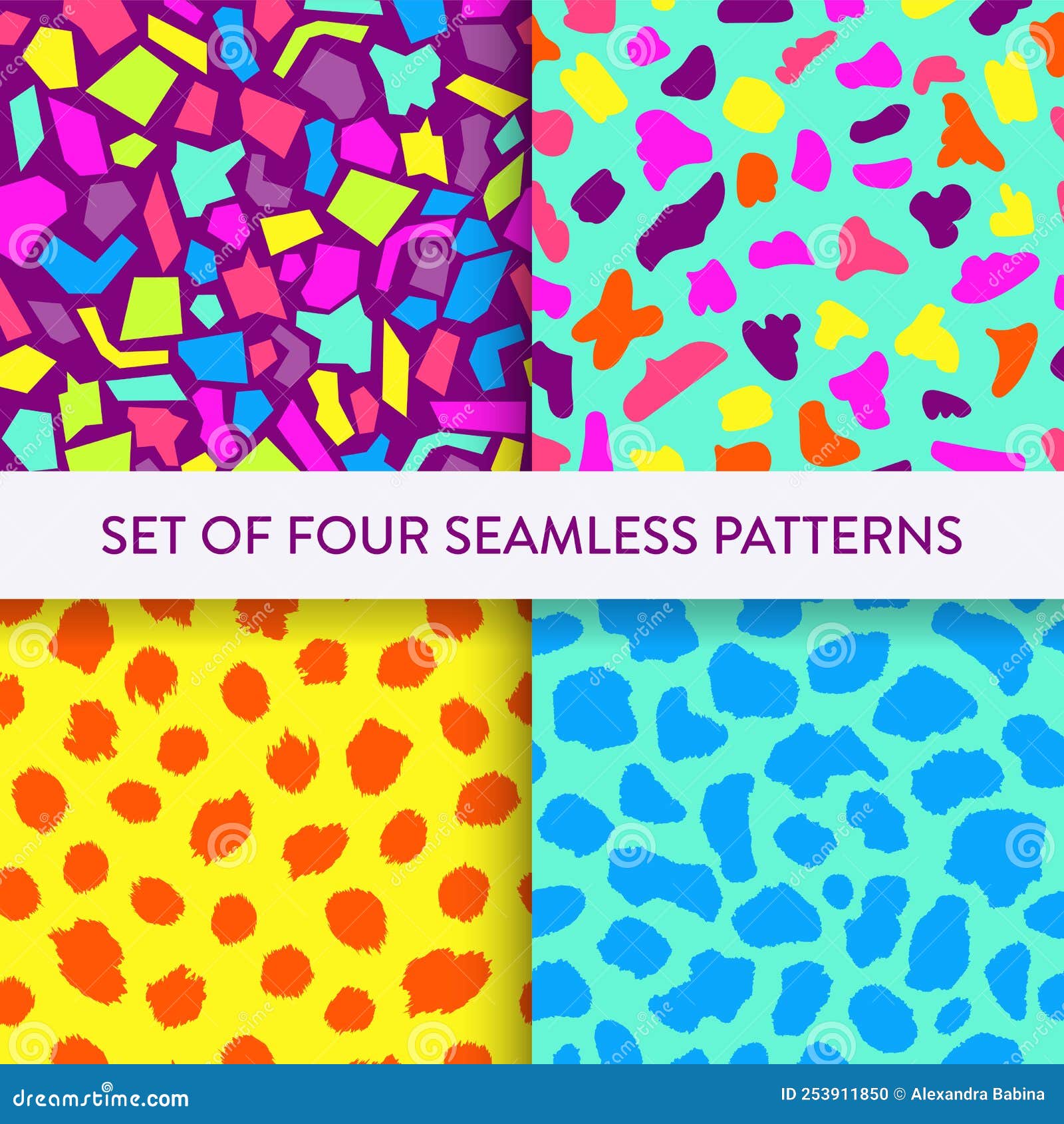 Colorful Mosaic Pattern Set Various Shape Spot Stock Vector