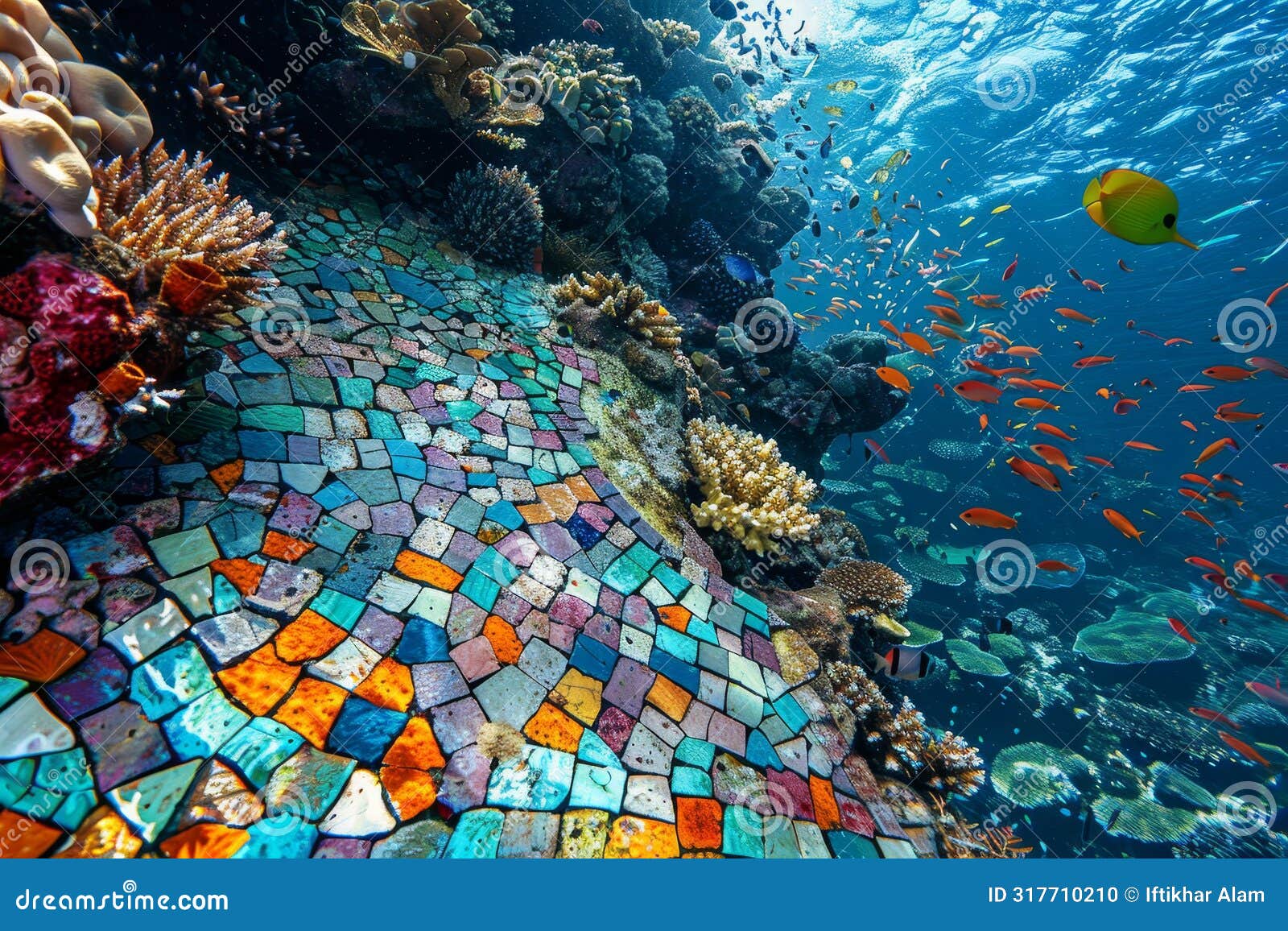Colorful Mosaic Tile Floor Creating a Mesmerizing Pattern in the Ocean ...