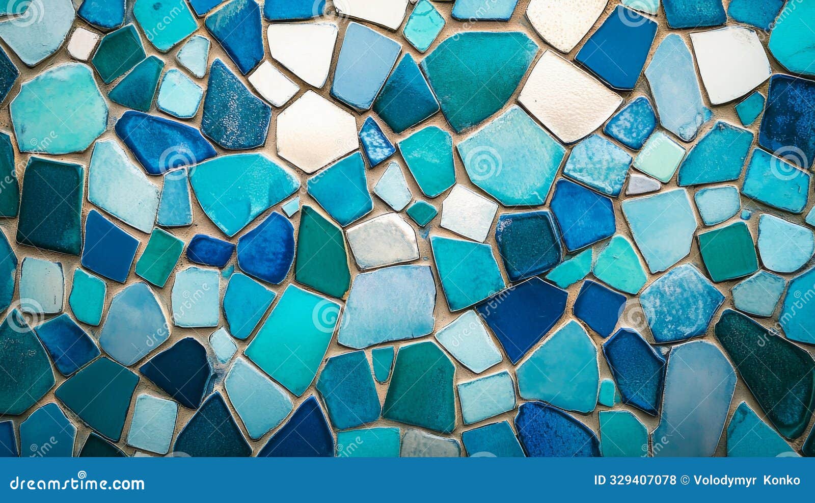 Colorful Mosaic of Various Blue and Turquoise Tiles Stock Photo - Image ...