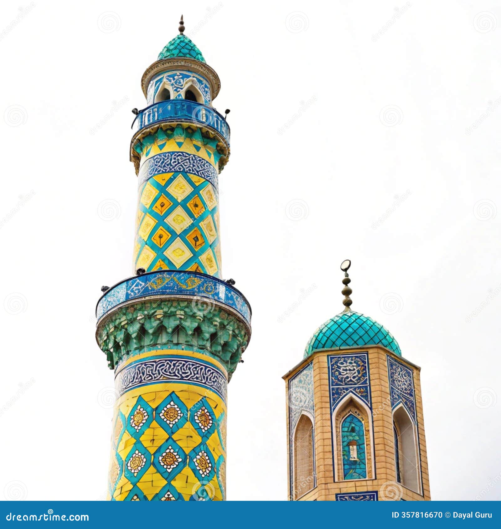 Colorful Mosque Minaret on Transparent Background Stock Illustration ...
