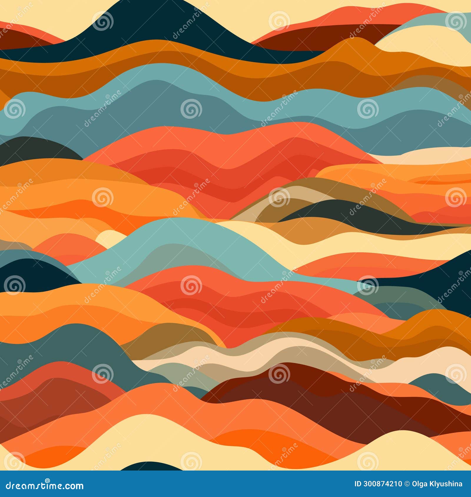 Colorful Mountain Landscape Illustration. Patagonia Pattern Stock ...