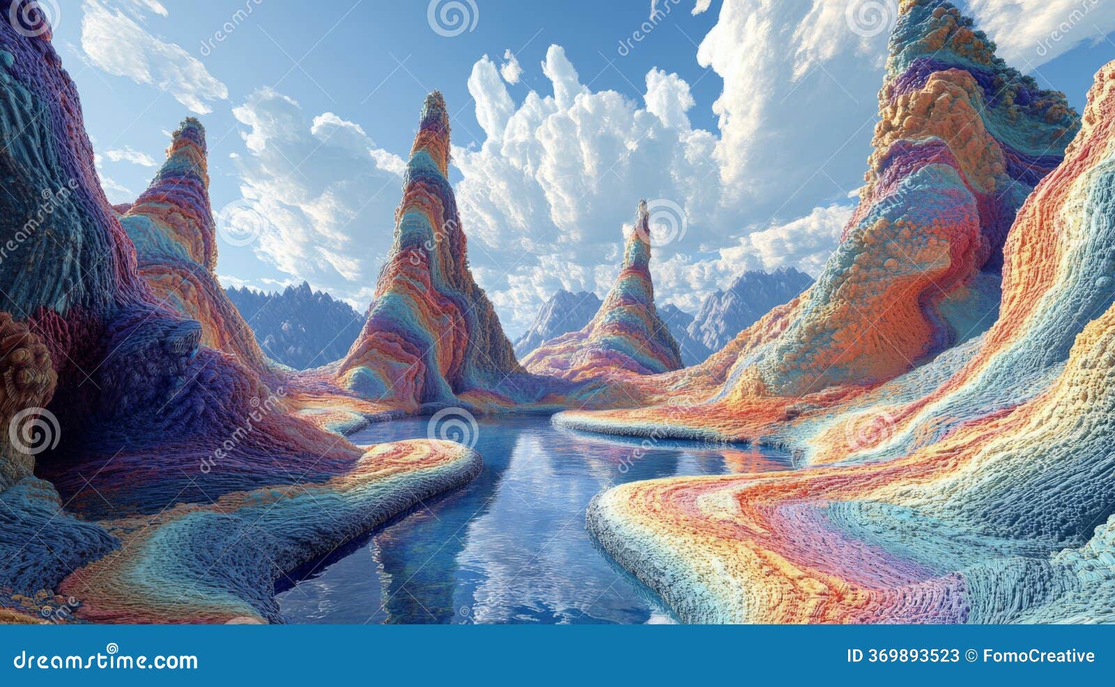 Colorful Mountainscape: Detailed Illustration With Zen-like Tranquility ...