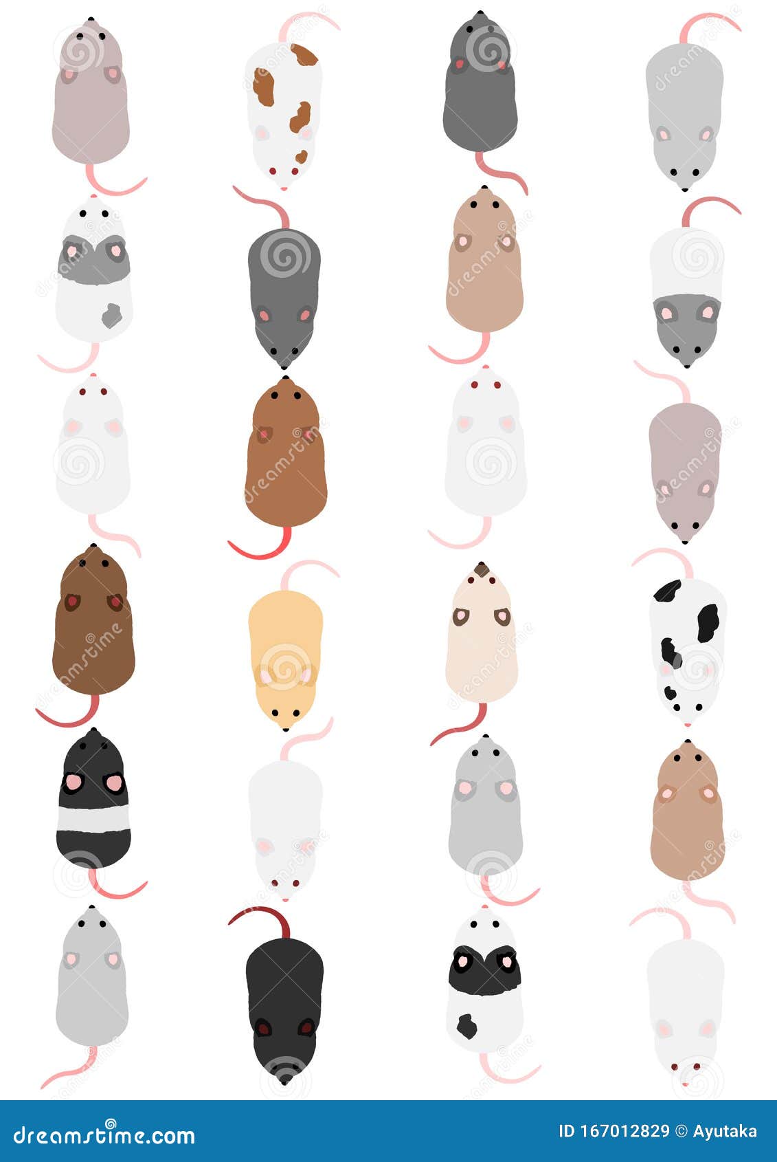 Colorful Mouse in Rows, Top View Stock Vector - Illustration of chinese ...