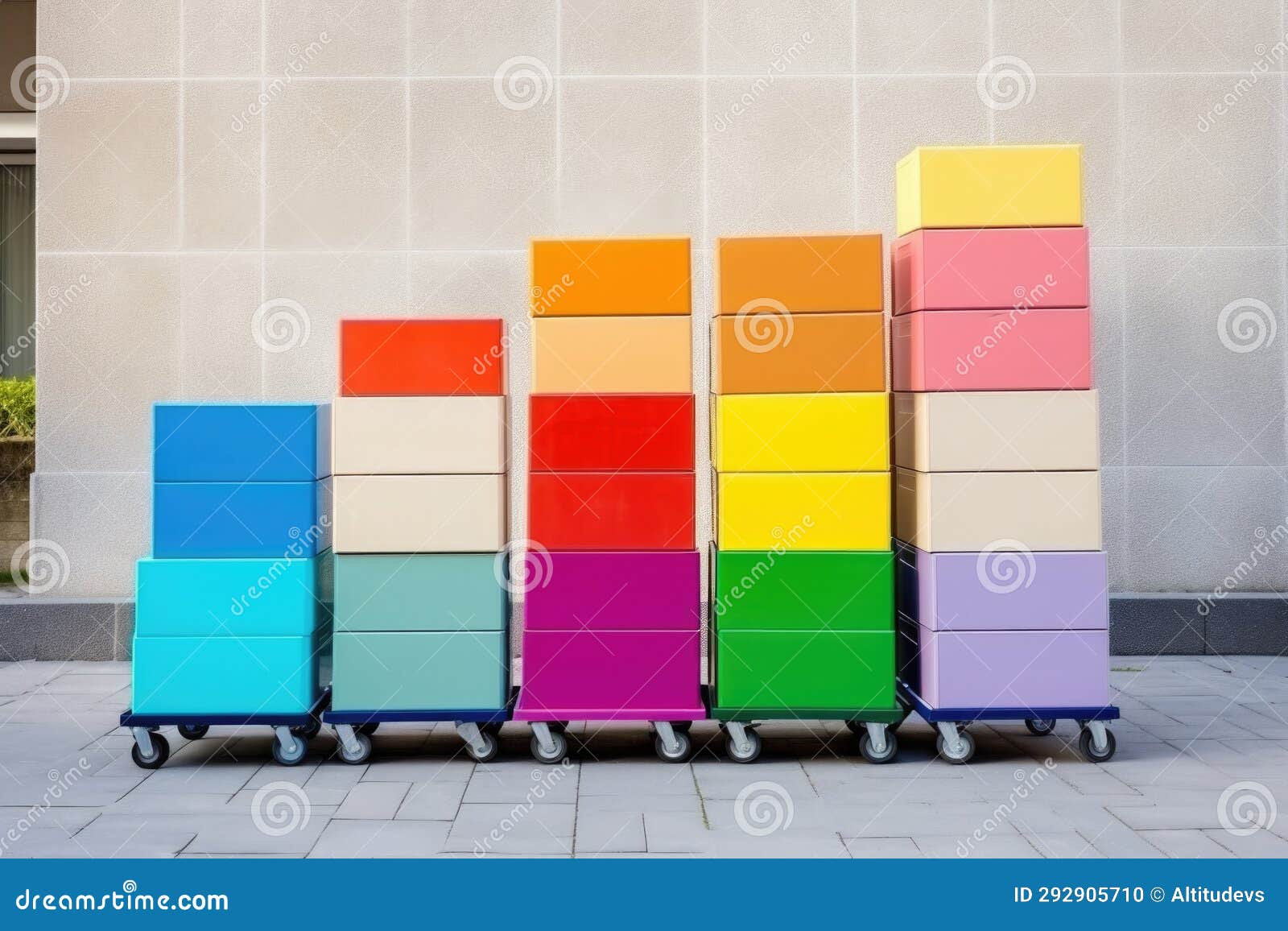 Colorful Moving Boxes on Dollies Stock Photo - Image of dollies ...