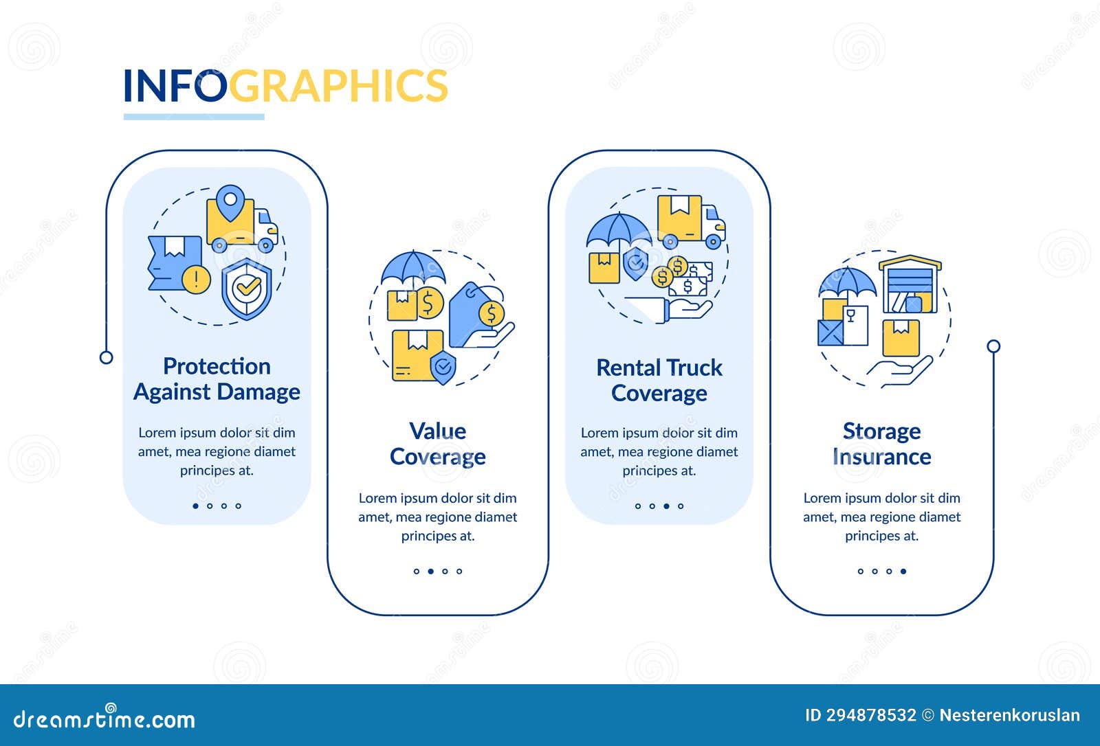 Colorful Moving Service Layout with Linear Icons Stock Illustration ...